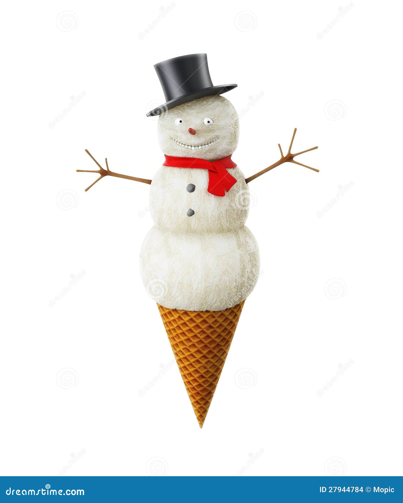 Snowman in an ice cone stock photo. Image of icecream - 27944784