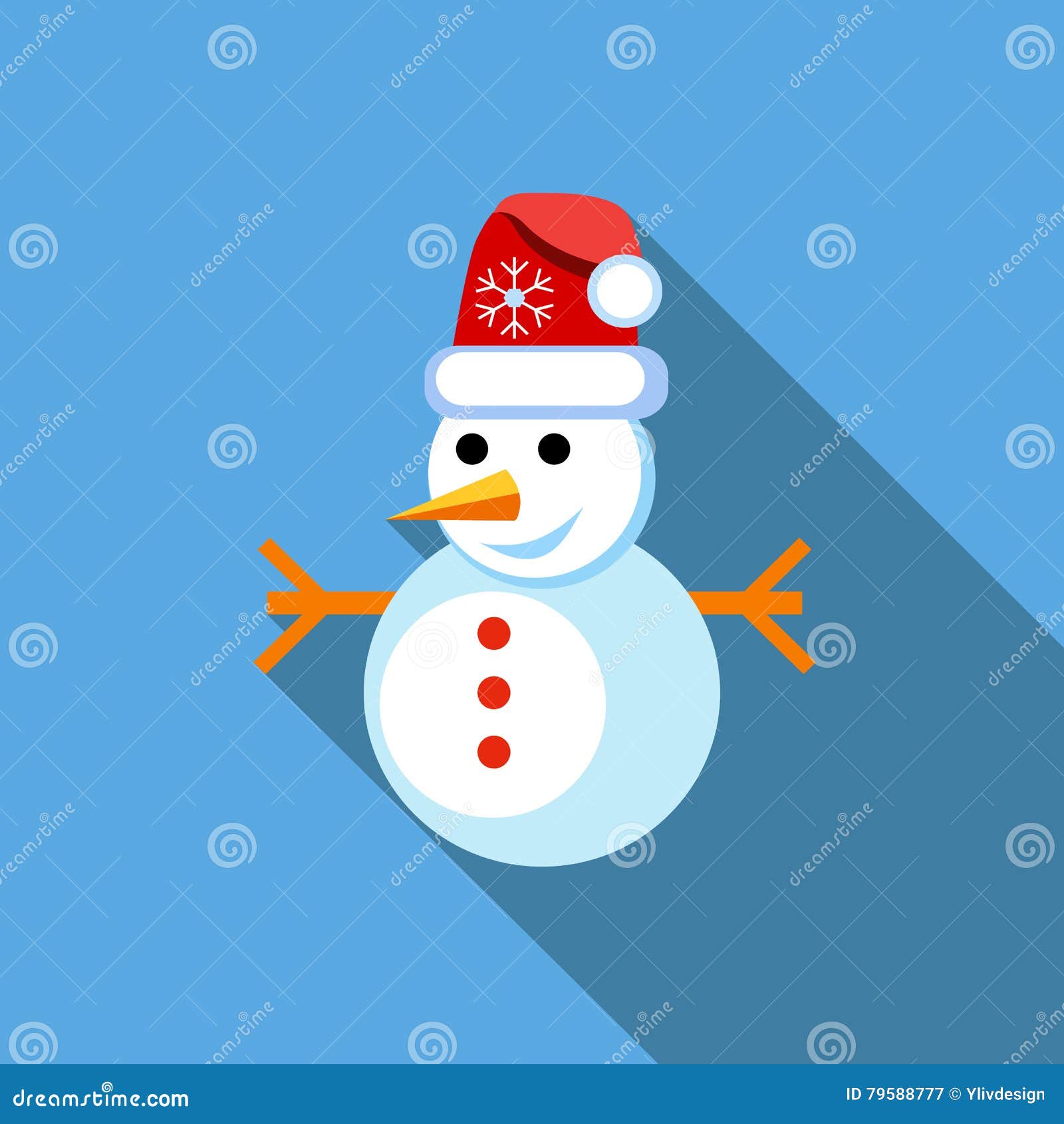 Snowman icon, flat style stock vector. Illustration of carrot - 79588777