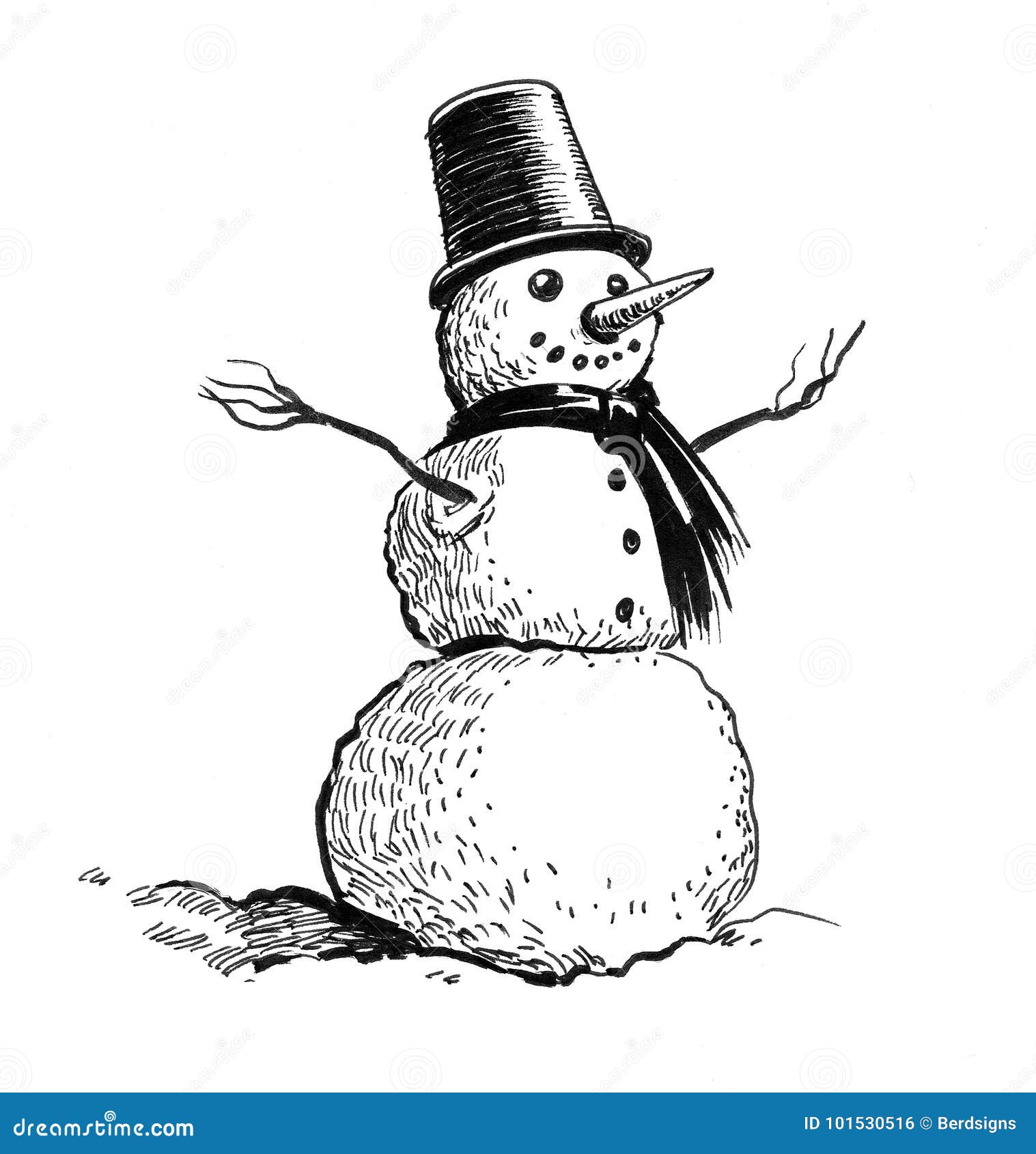 Snowman stock illustration. Illustration of white, snow - 101530516