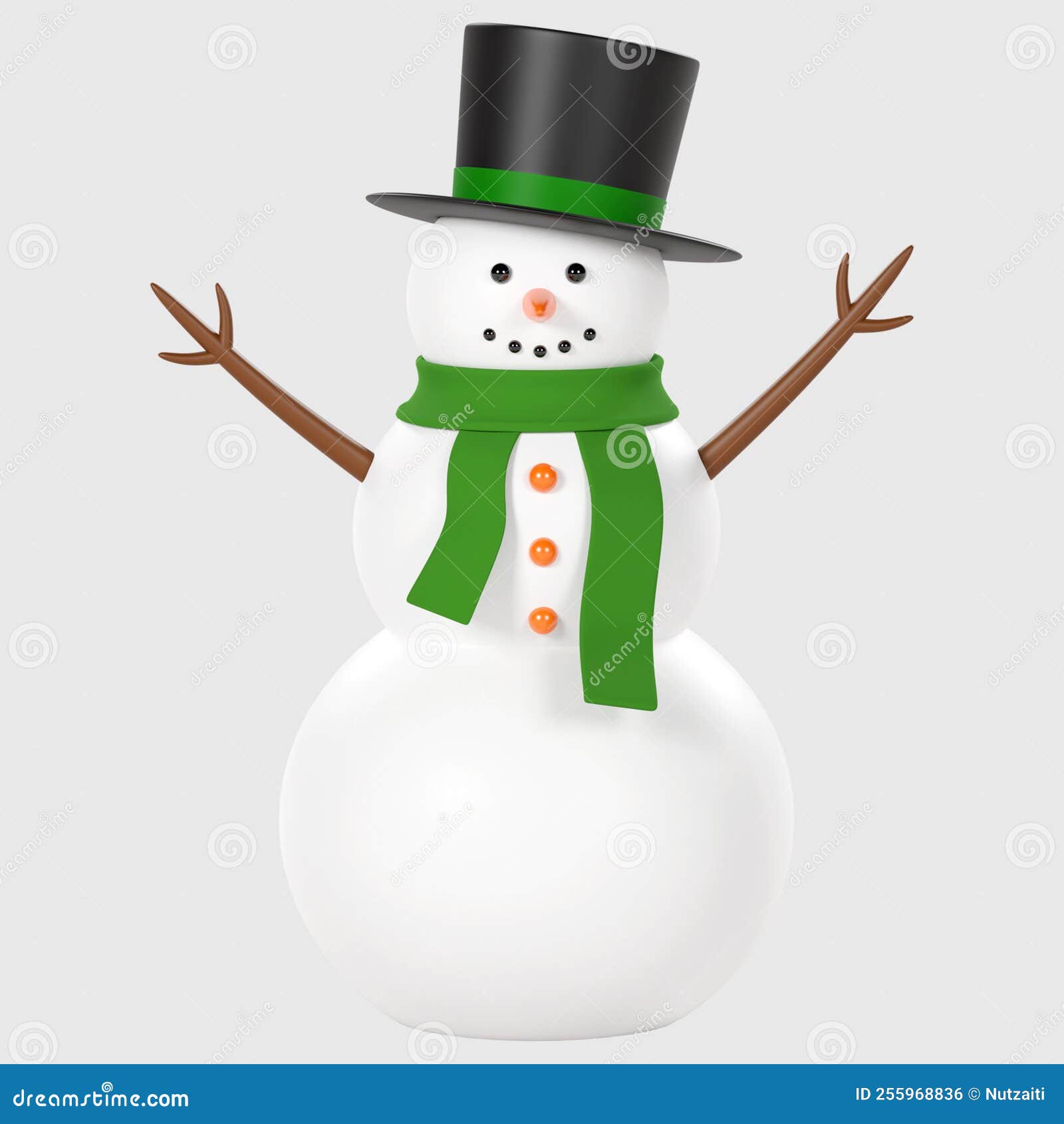 Snowman Isolated with Clipping Path 3d Render Stock Illustration ...