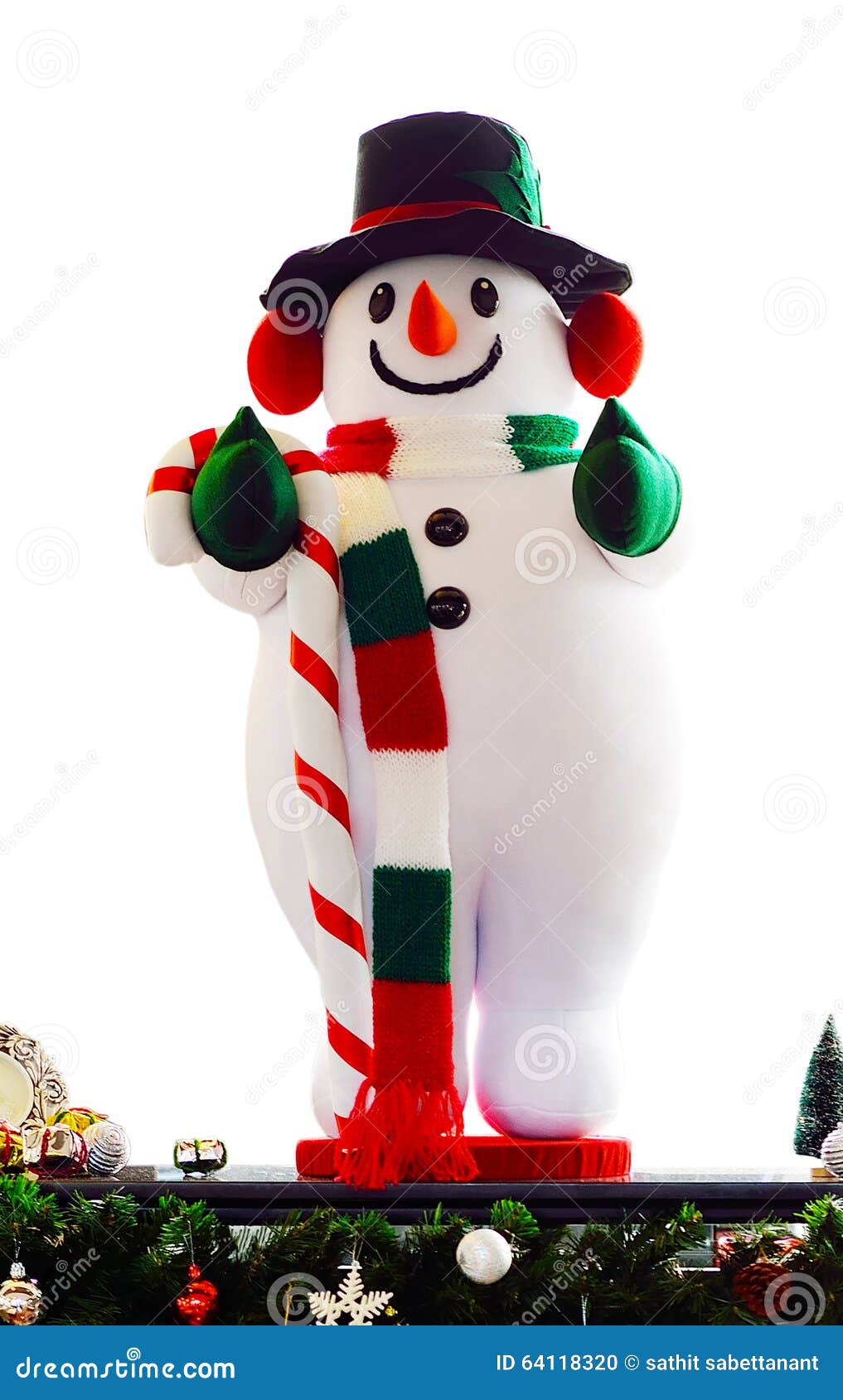 Snowman Isolated on White Background. Stock Photo - Image of happy ...