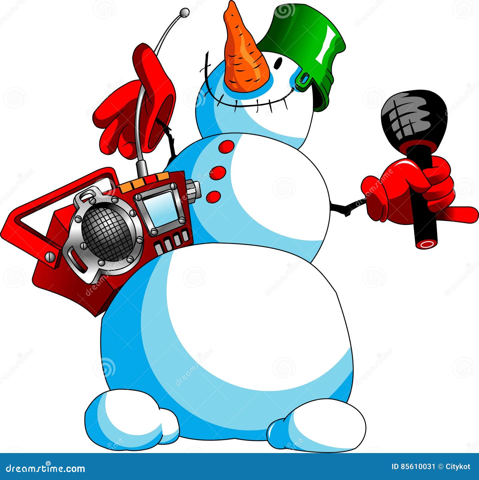 Snowman karaoke stock illustration. Illustration of raising - 85610031