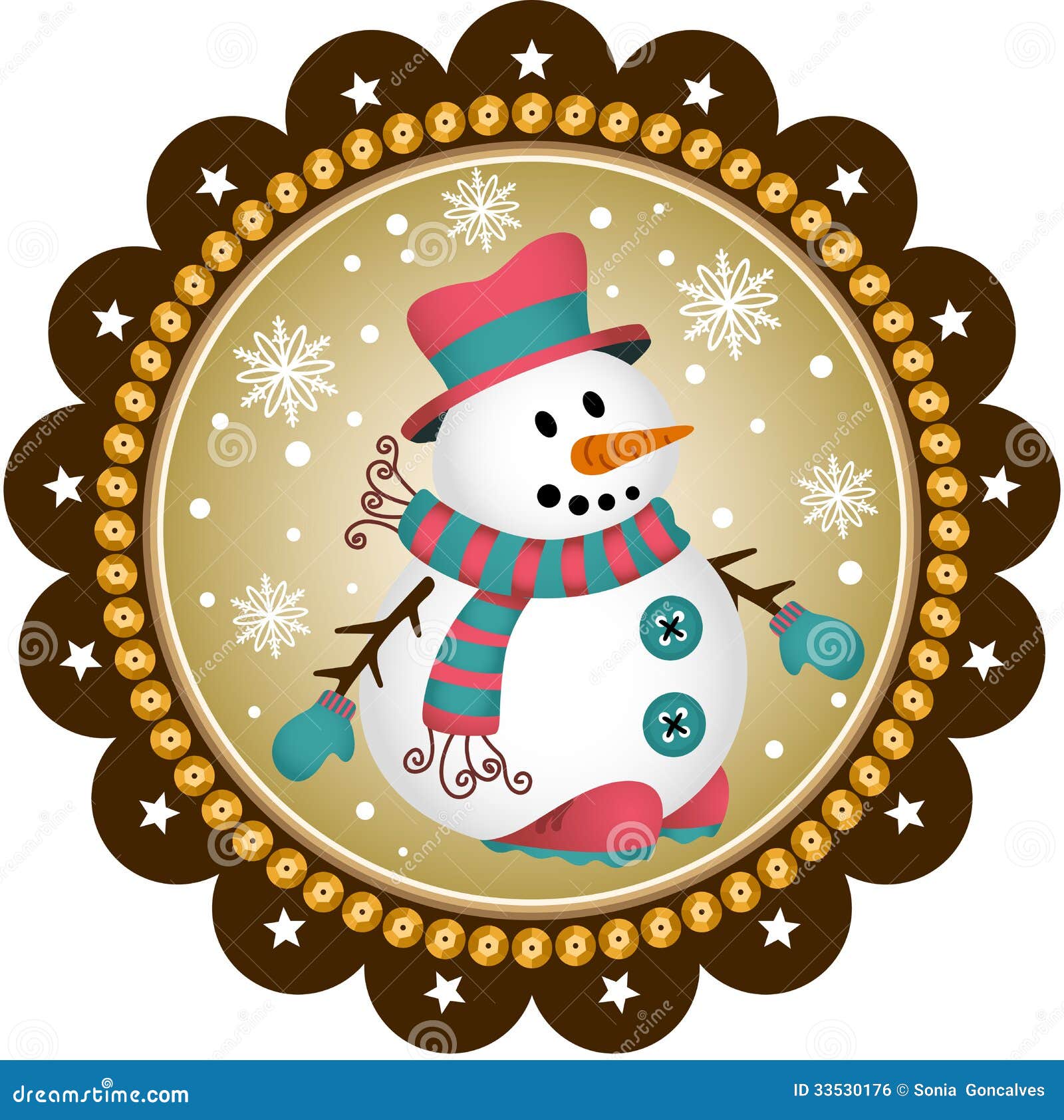 Snowman label stock vector. Illustration of label, occasion - 33530176