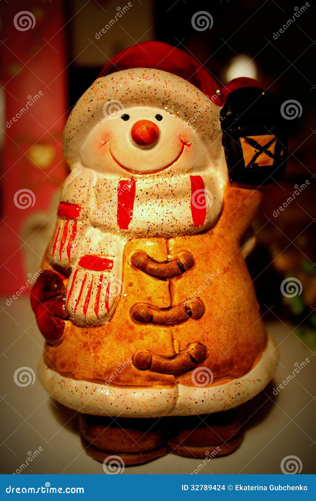 Snowman with lantern stock photo. Image of snowman, winter - 32789424