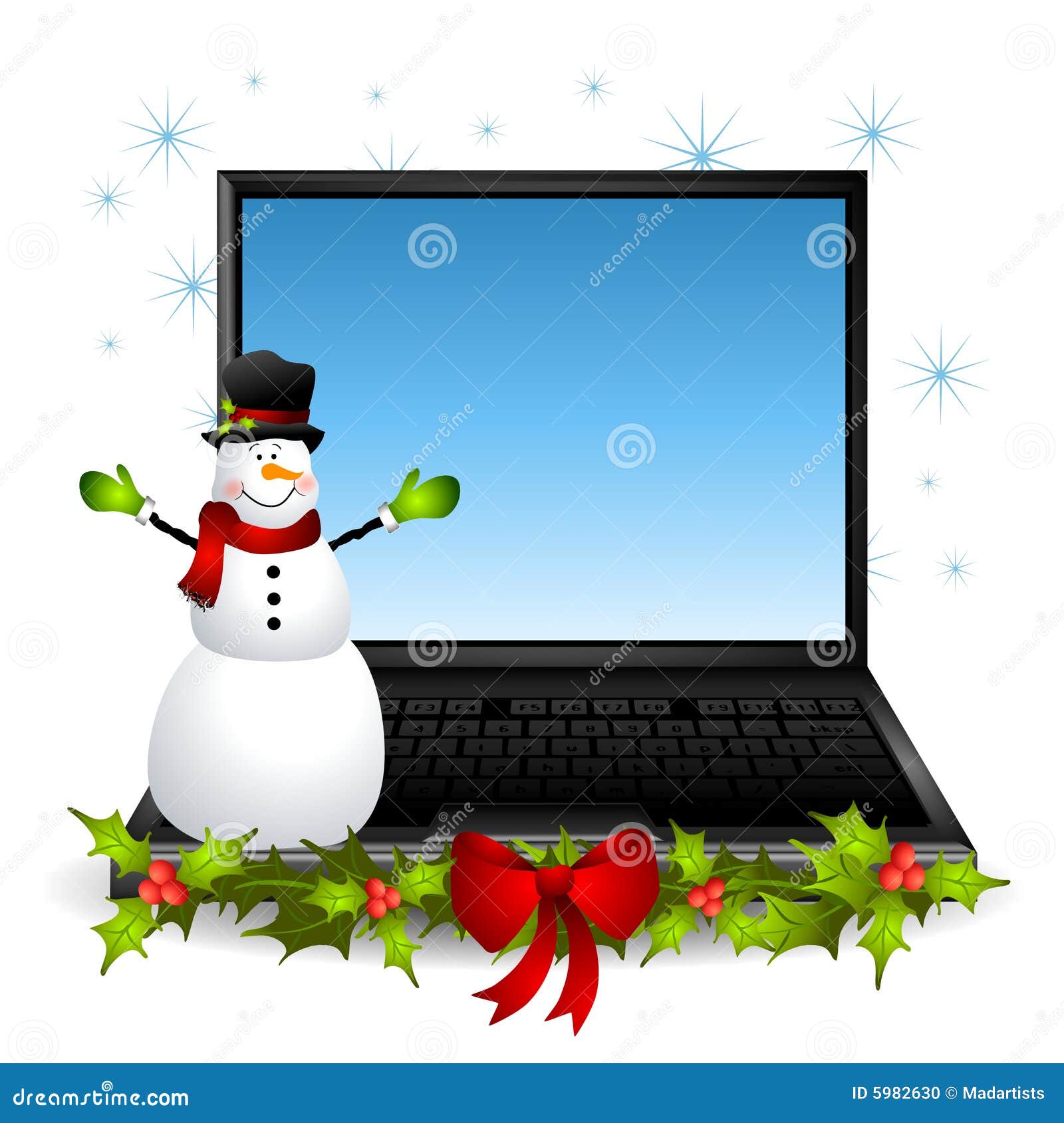 Snowman Laptop Computer stock illustration. Illustration of characters ...