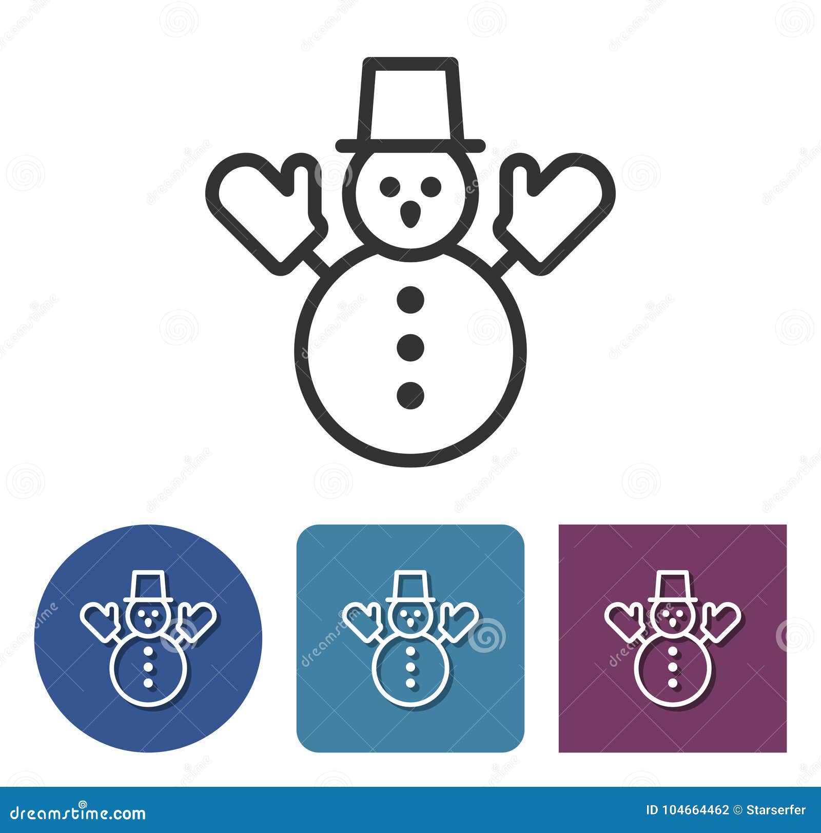 Snowman line icon stock vector. Illustration of shadow - 104664462