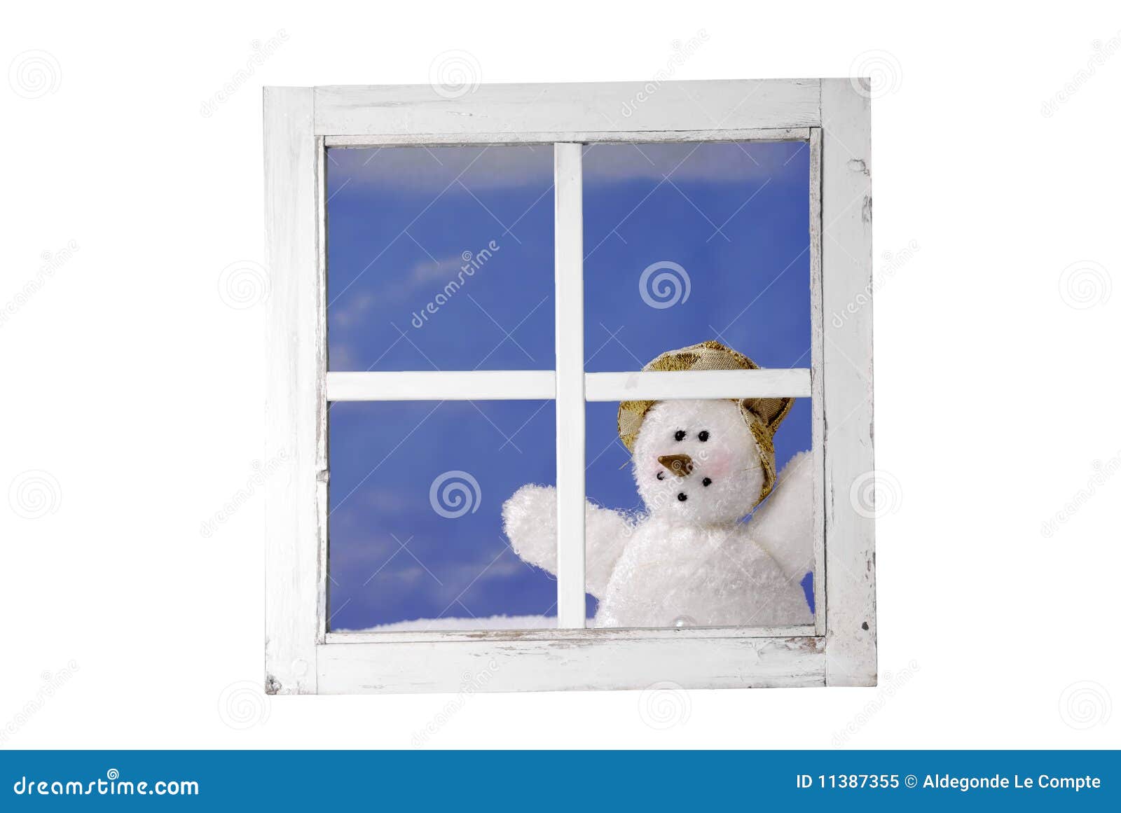 Snowman Looking Trough a Window Stock Image - Image of winter ...