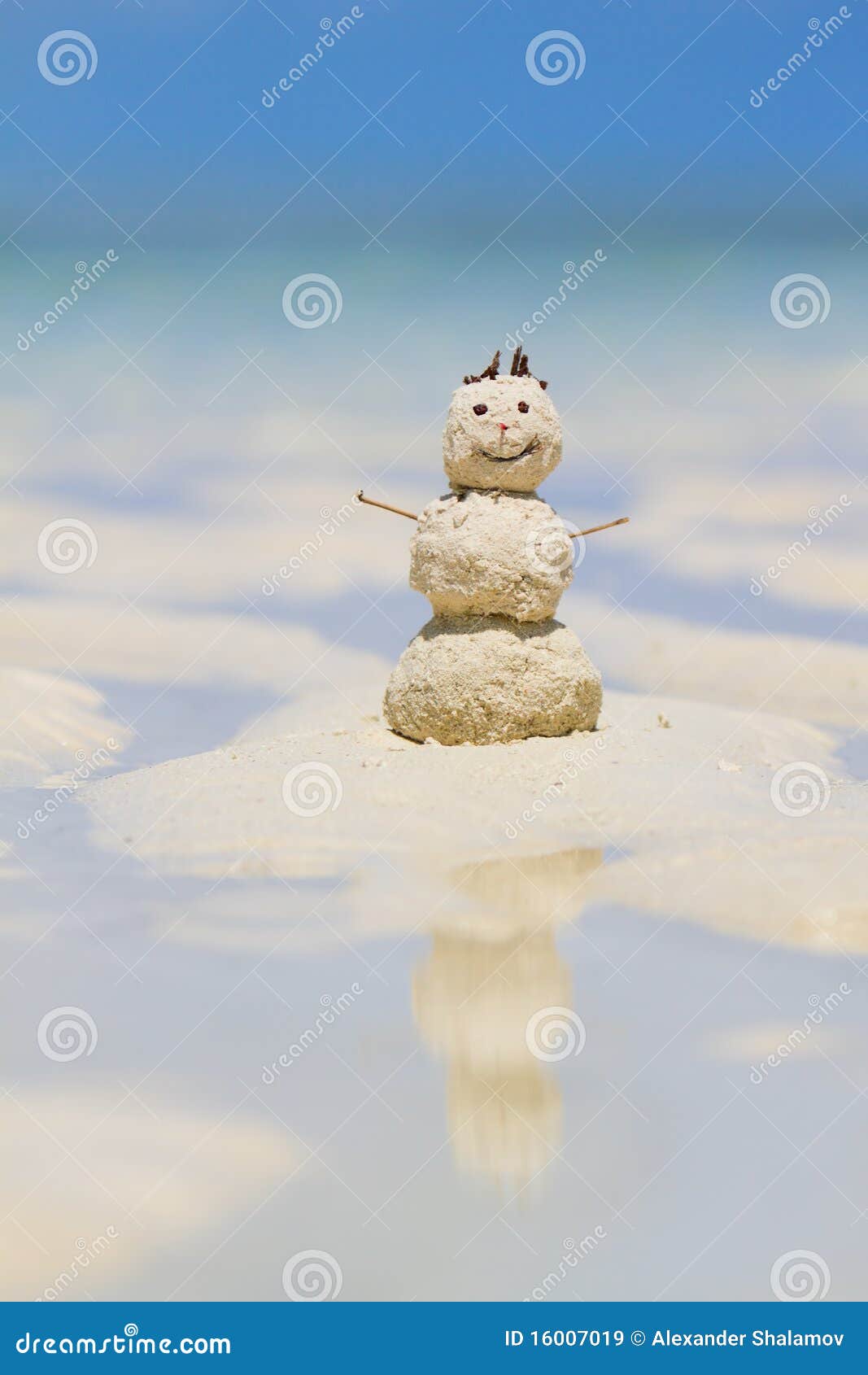 Snowman Made from Sand on Beach Stock Image - Image of beautiful ...