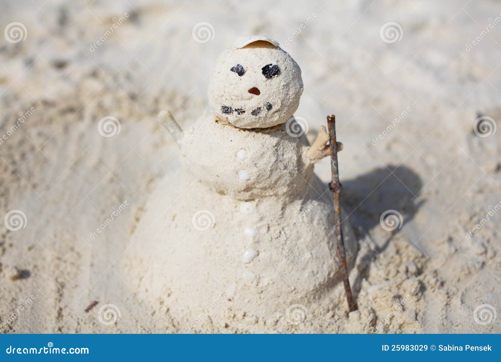 Snowman Made of Sand on the Beach Stock Image - Image of sand, year ...