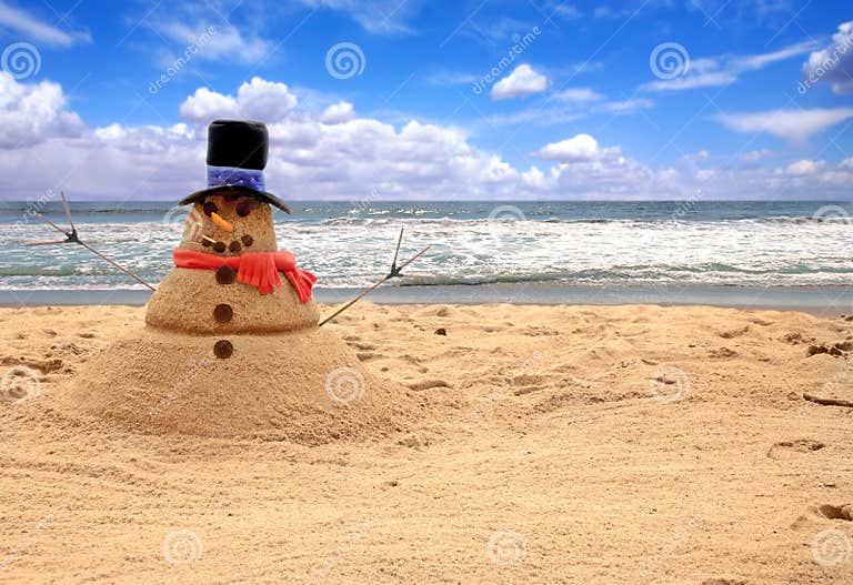 Snowman Made of Sand on the Beach Stock Photo - Image of calm, nature ...