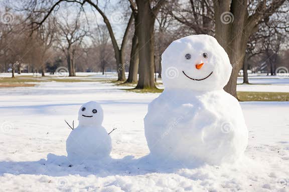 Snowman Made of Two Different Snow Types Stock Photo - Image of ...