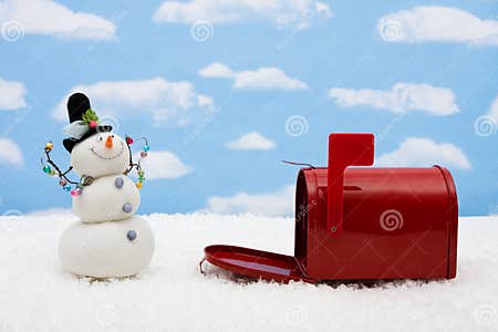 Snowman and Mailbox stock photo. Image of post, white - 7089138