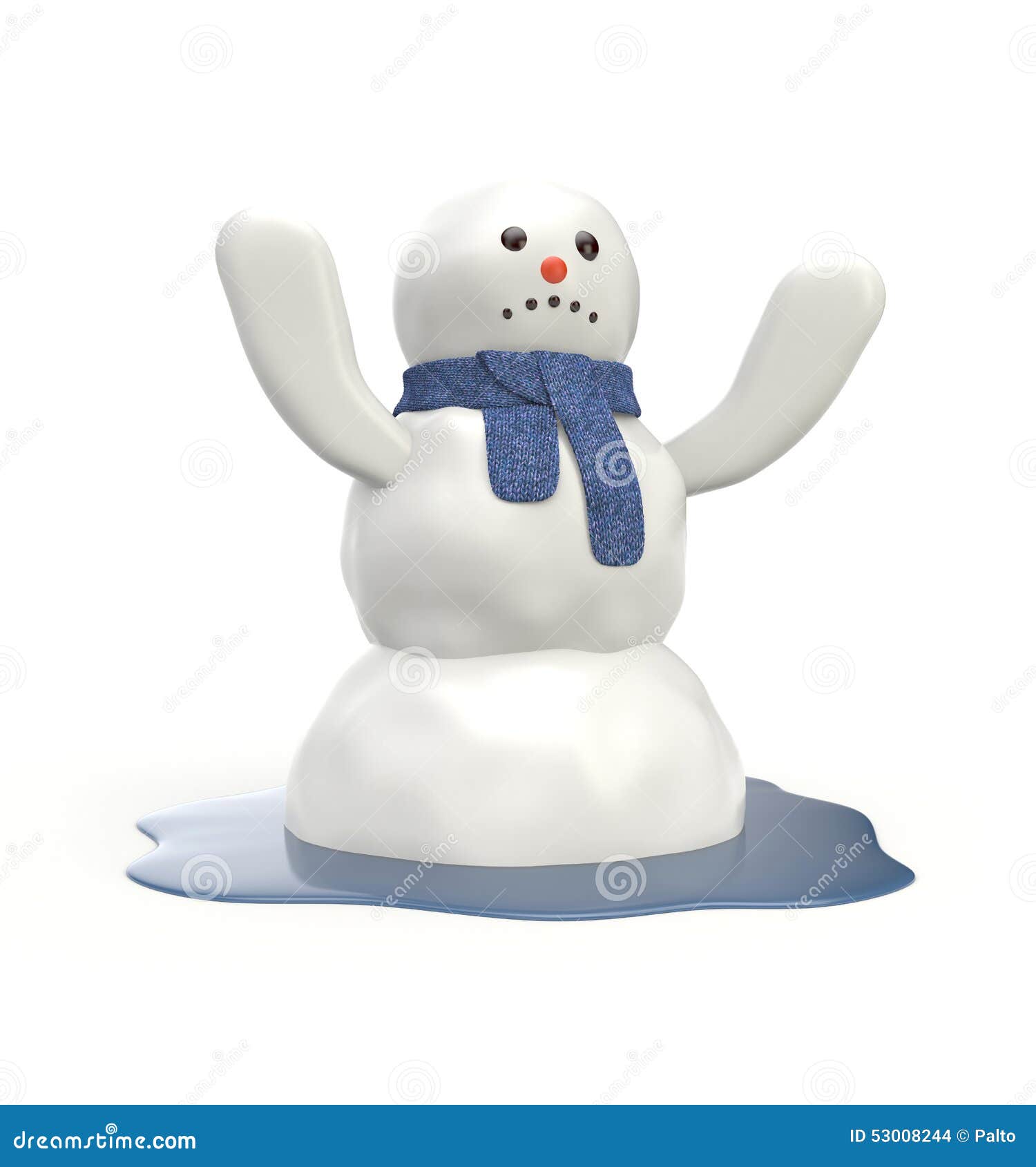 Snowman Melting from the Hot Sun Stock Illustration - Illustration of ...