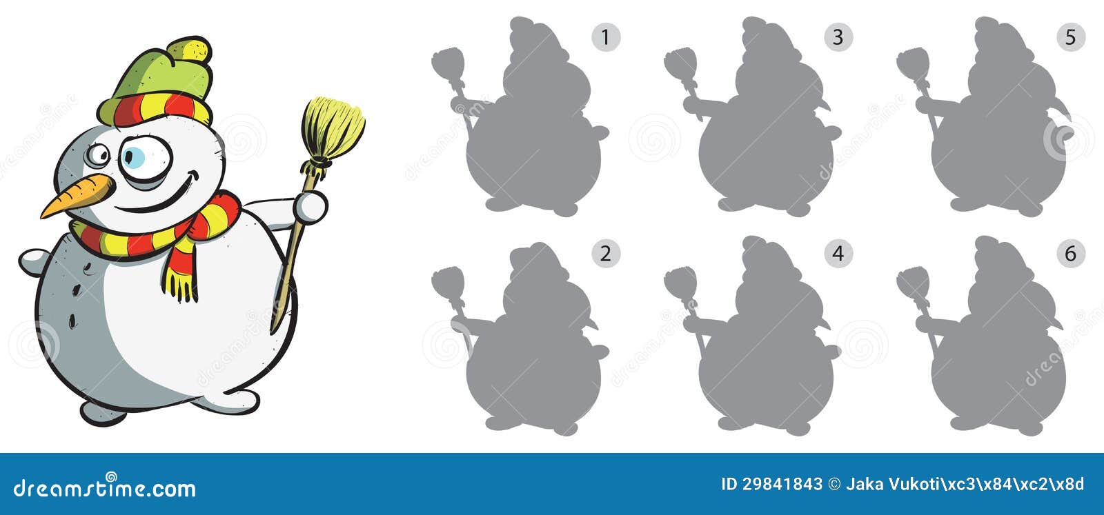Snowman Mirror Image Visual Game Stock Vector - Illustration of broom ...