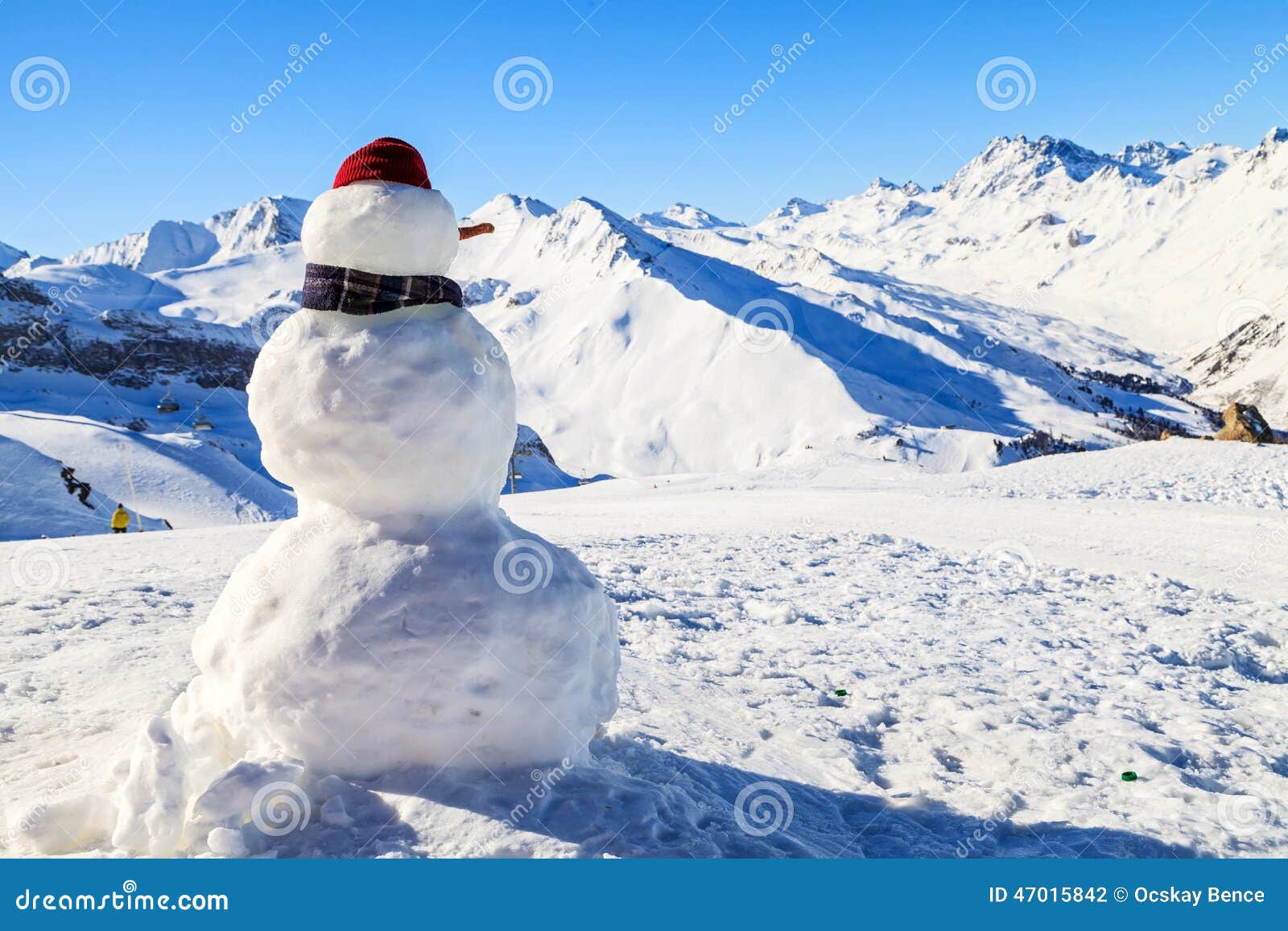 Snowman in mountains stock photo. Image of resort, altitude - 47015842