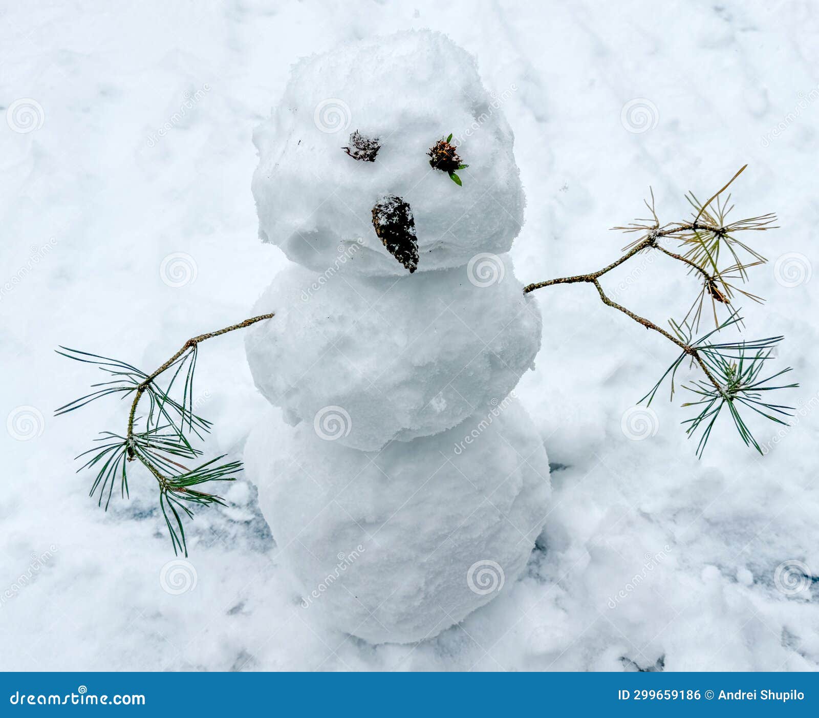 Snowman in Nature in Winter Stock Photo - Image of snowman, landscape ...
