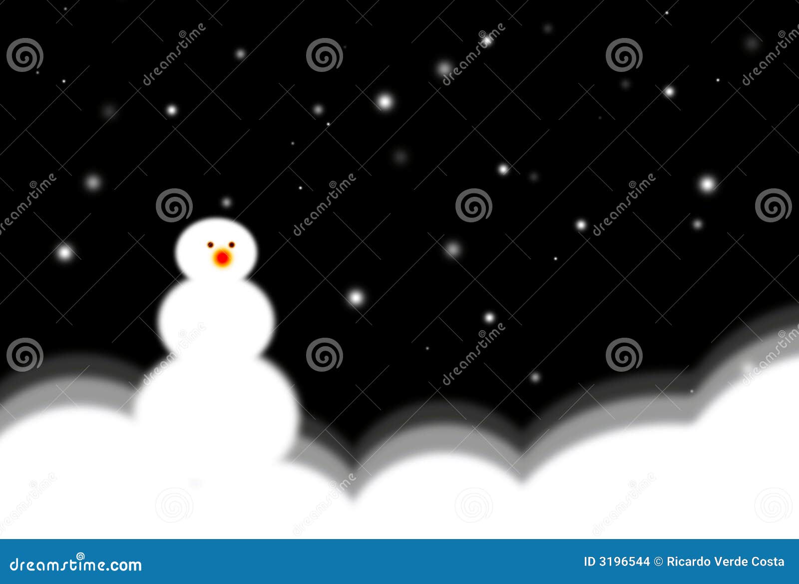 Snowman at night stock illustration. Illustration of clip - 3196544