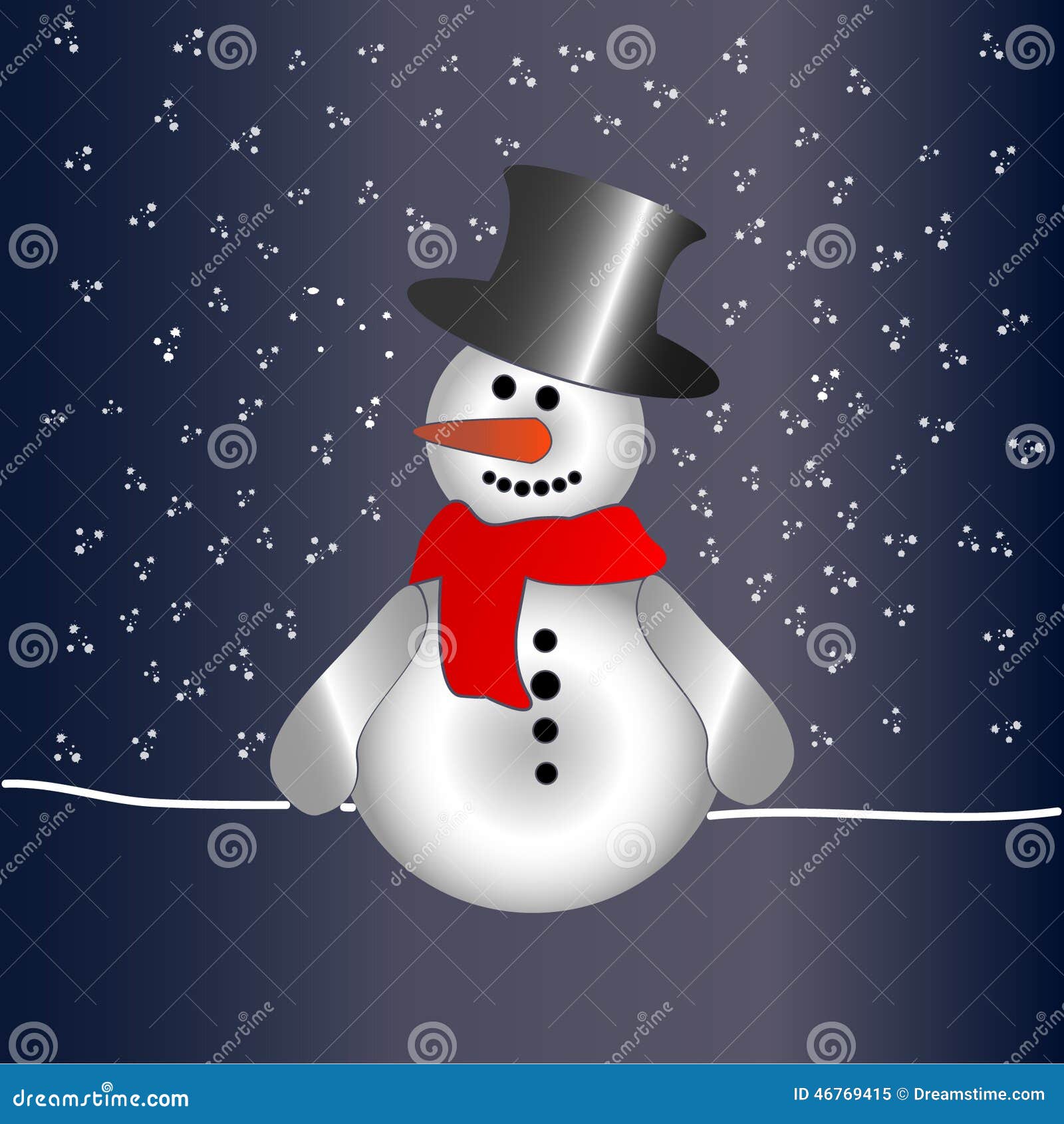 Snowman in night stock illustration. Illustration of snowman - 46769415