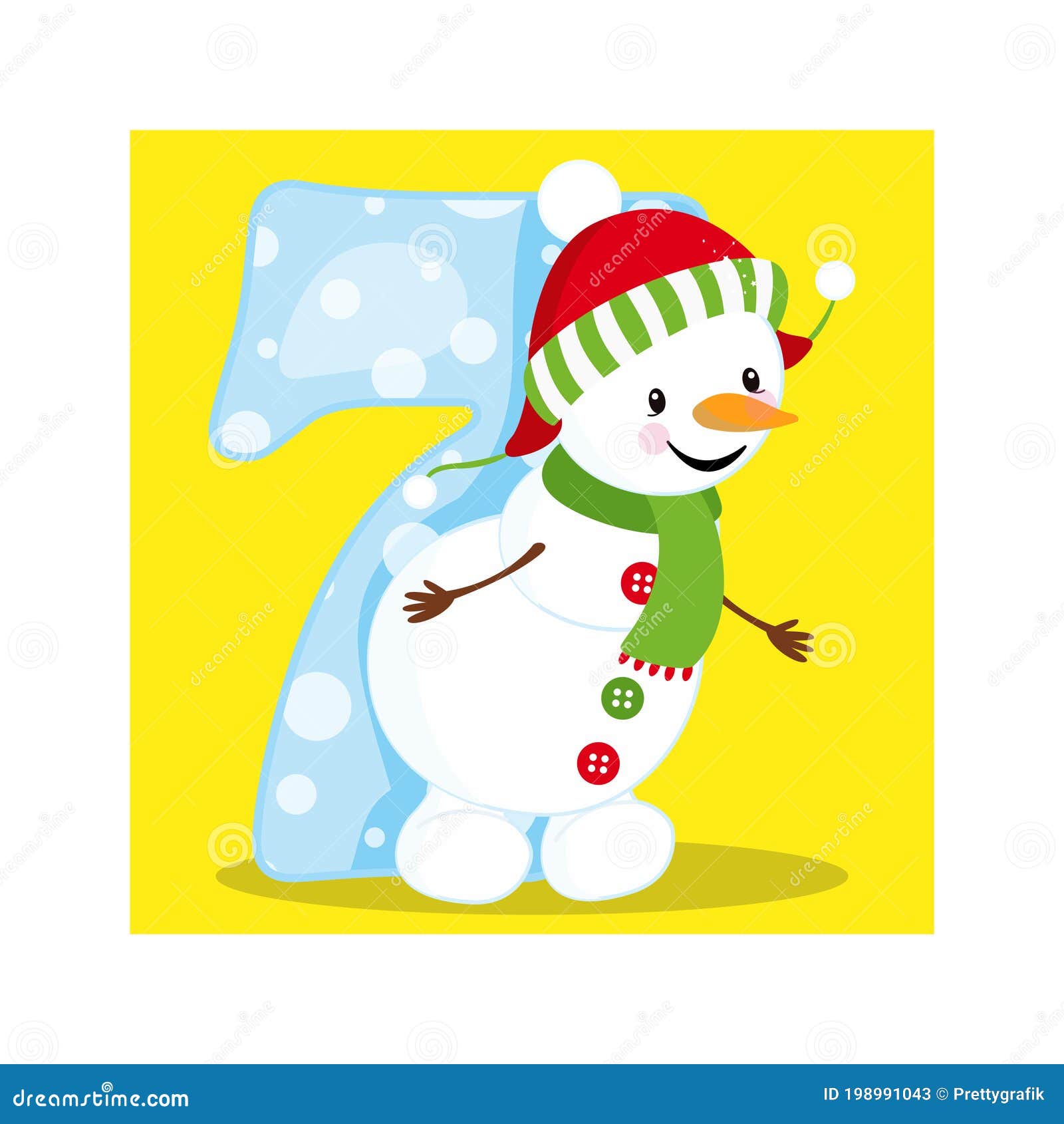 SnowMan Numbers 7 07 stock vector. Illustration of vector - 198991043