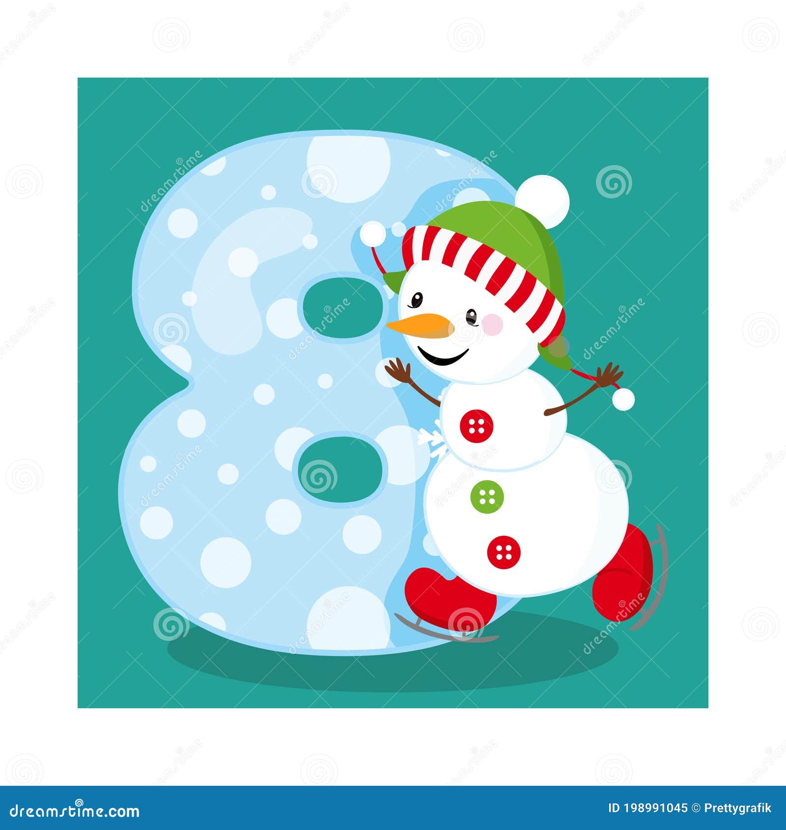 SnowMan Numbers 8 08 stock vector. Illustration of vector - 198991045