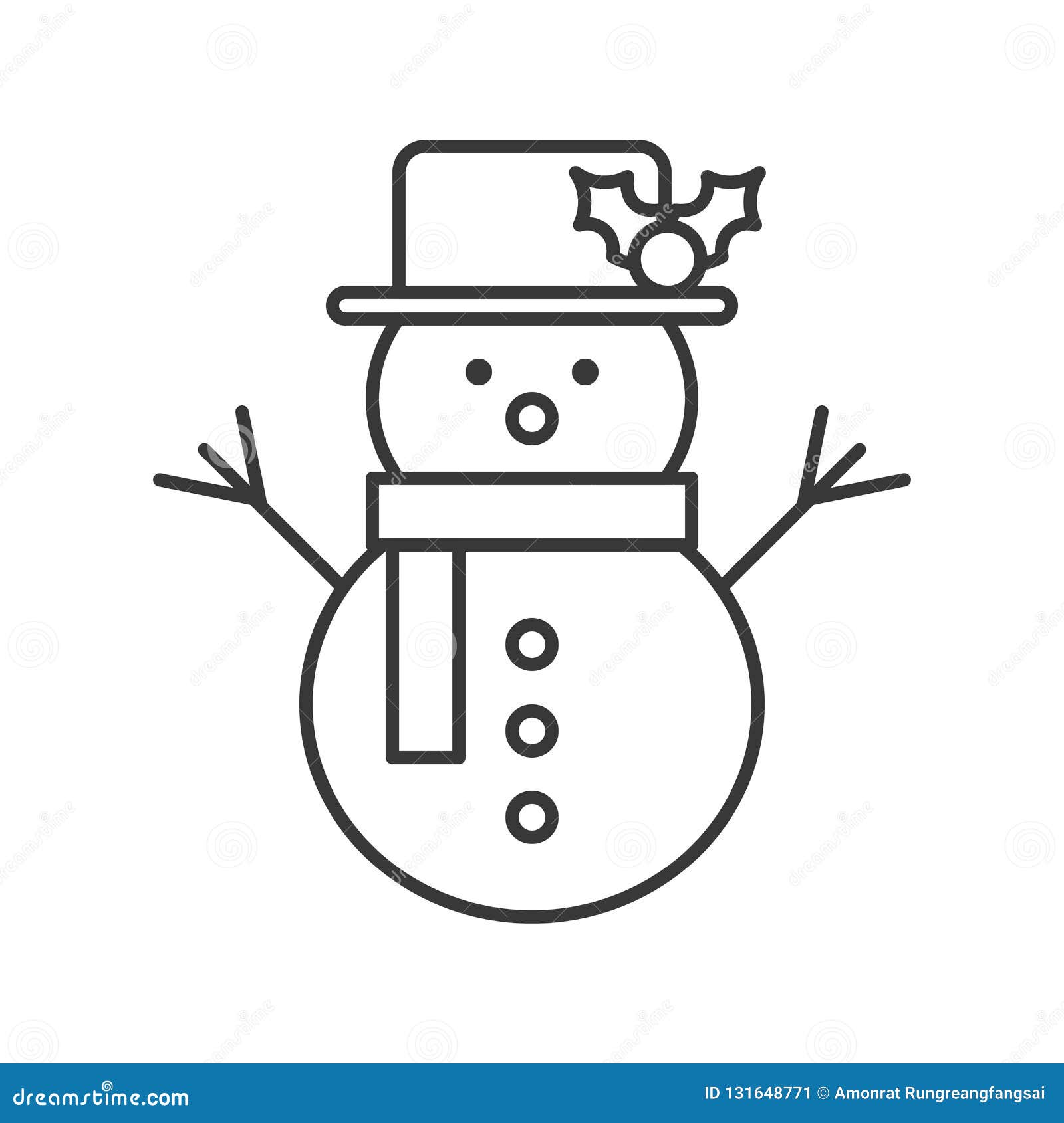 Snowman Outline Icon, Winter and Christmas Theme Stock Vector ...