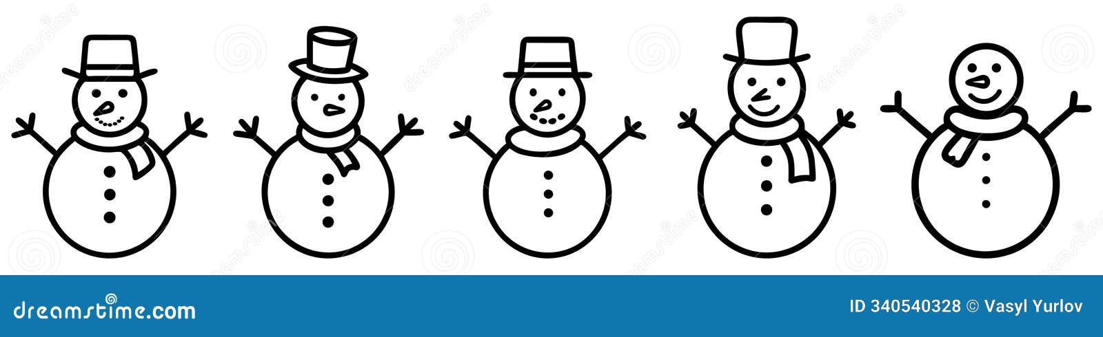 Snowman Outline Vector Icon Set Stock Vector - Illustration of ...