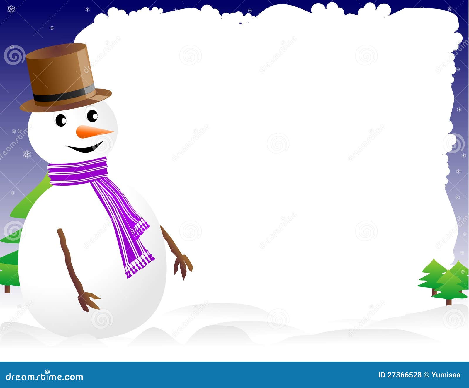 Snowman page border stock illustration. Illustration of landscape ...