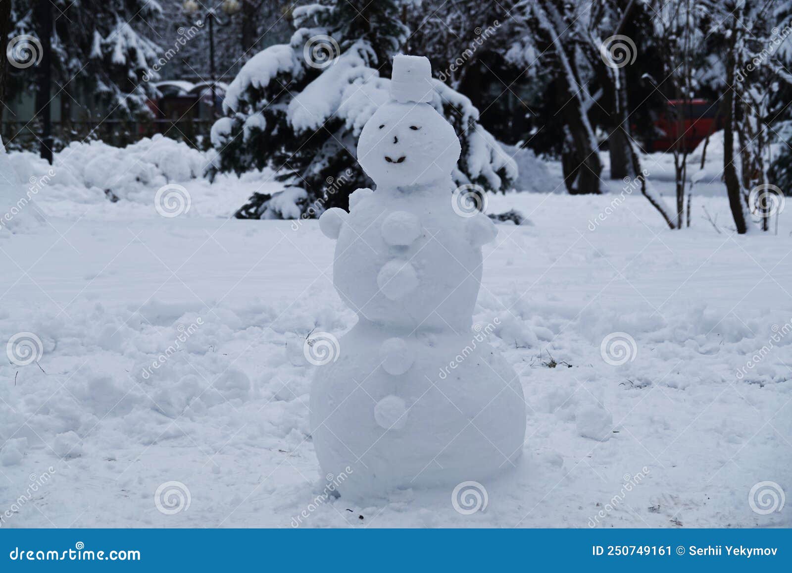 Snowman in the Park in Winter Stock Image - Image of scarf, card: 250749161