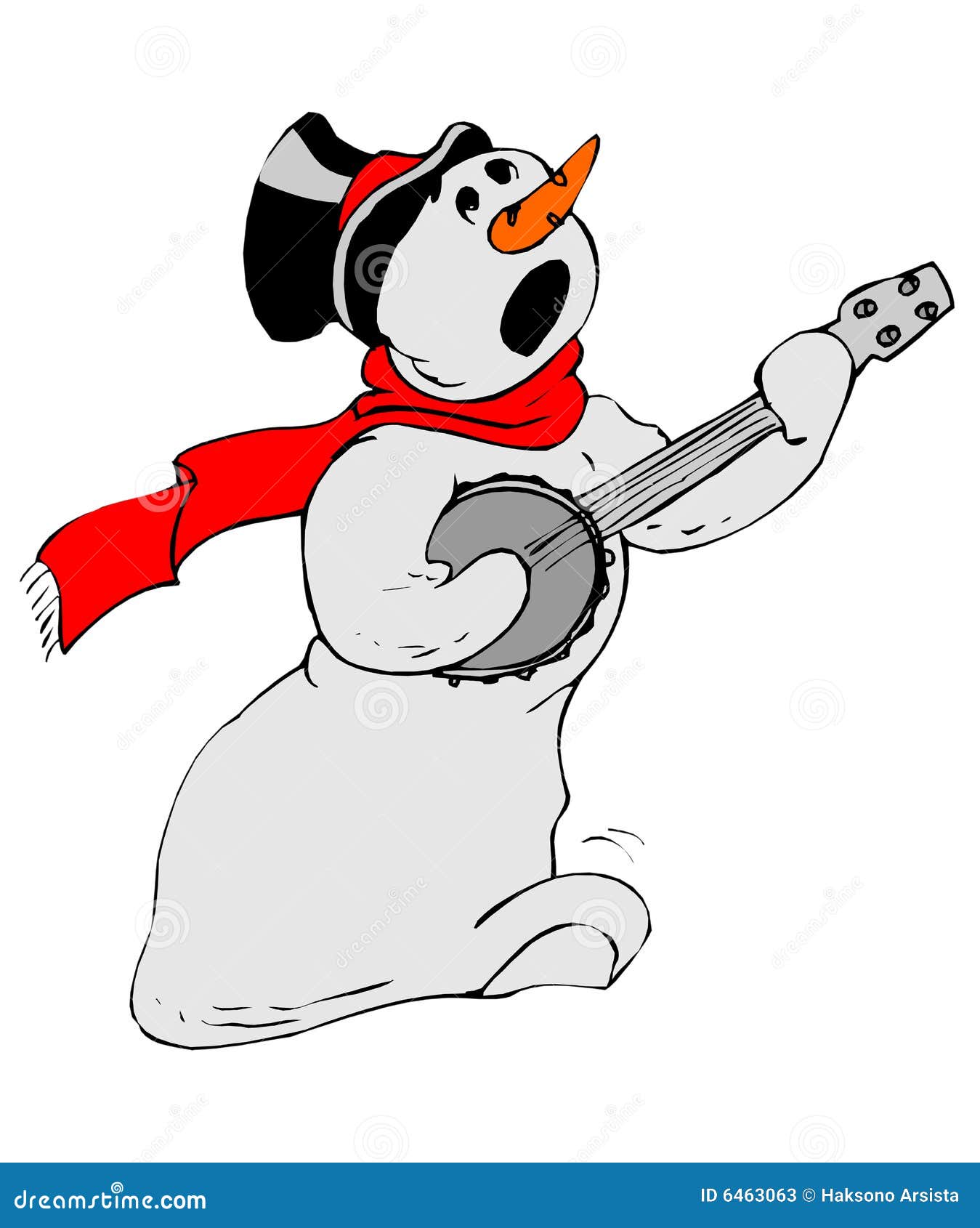Snowman playing guitar stock illustration. Illustration of carrot - 6463063