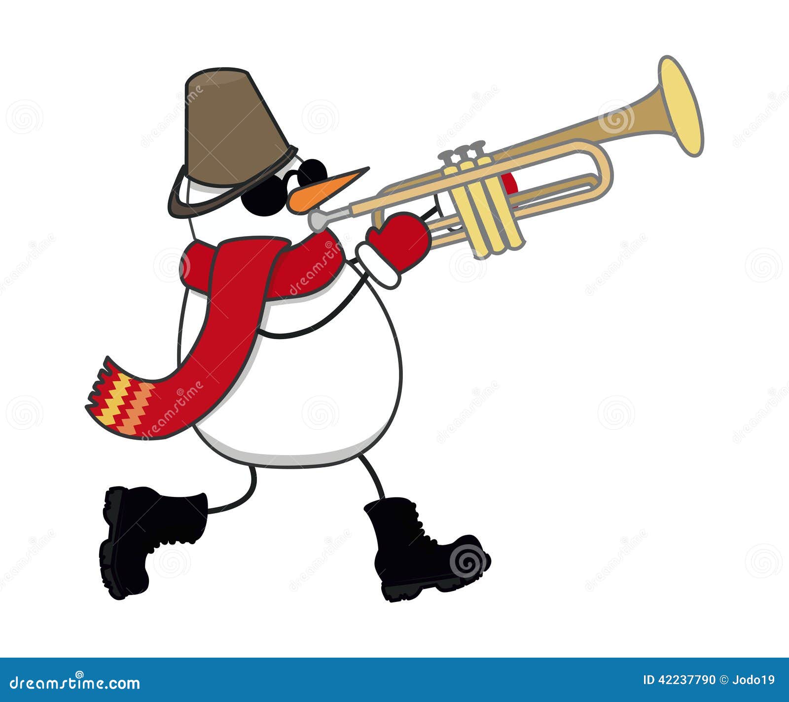 Snowman plays the trumpet stock vector. Illustration of beard - 42237790