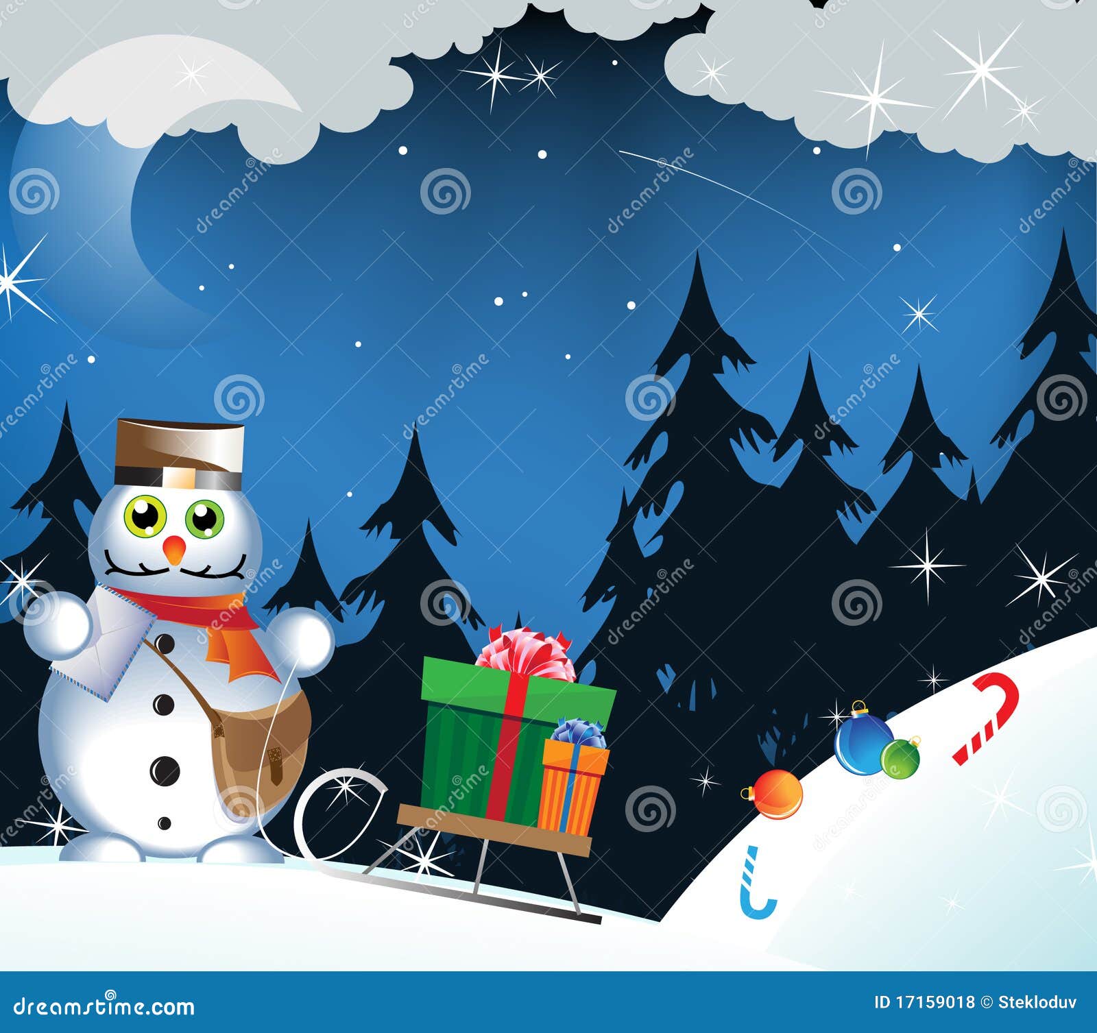 Snowman - postman stock vector. Illustration of cartoon - 17159018