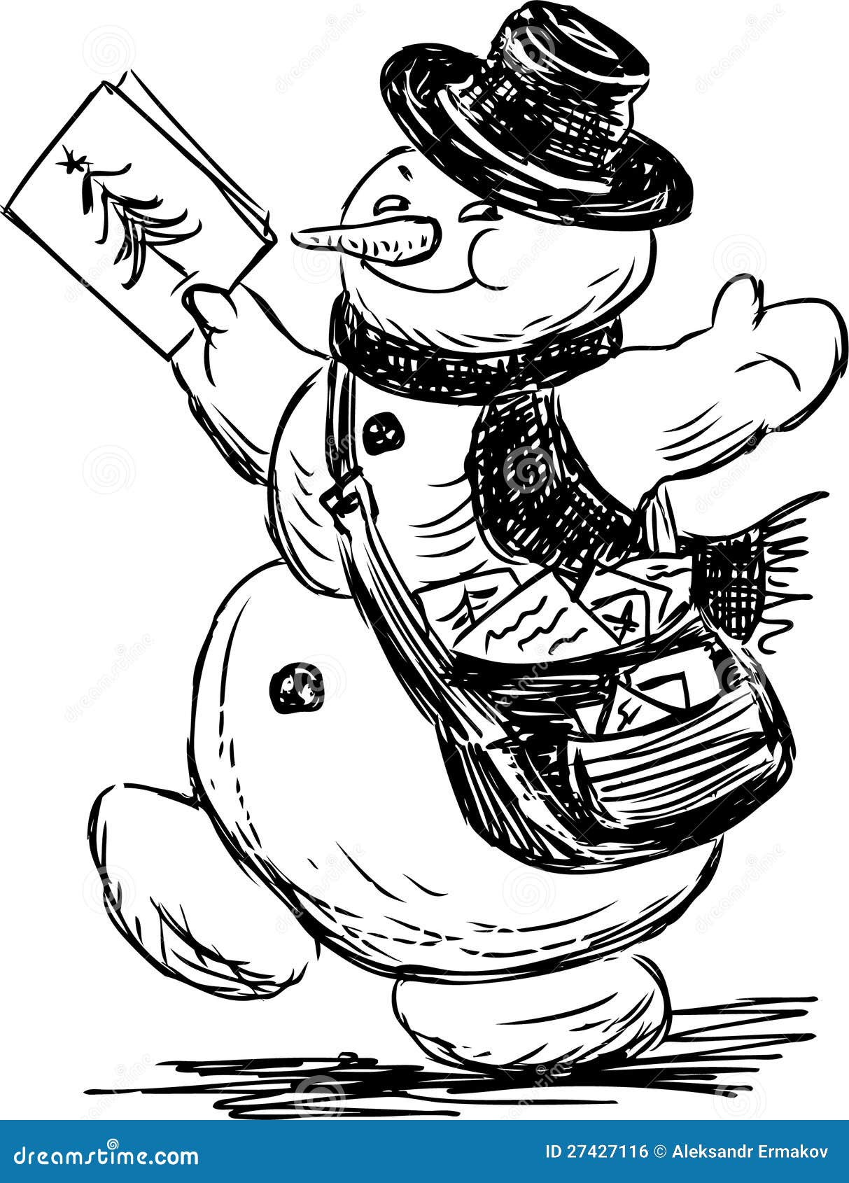 Snowman postman stock vector. Illustration of envelope - 27427116