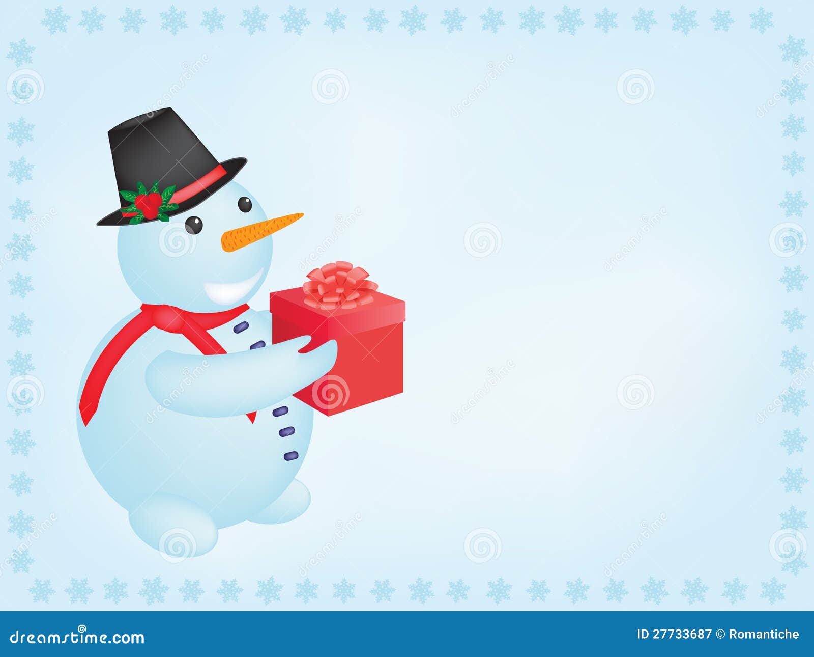 Snowman with present stock vector. Illustration of gift - 27733687