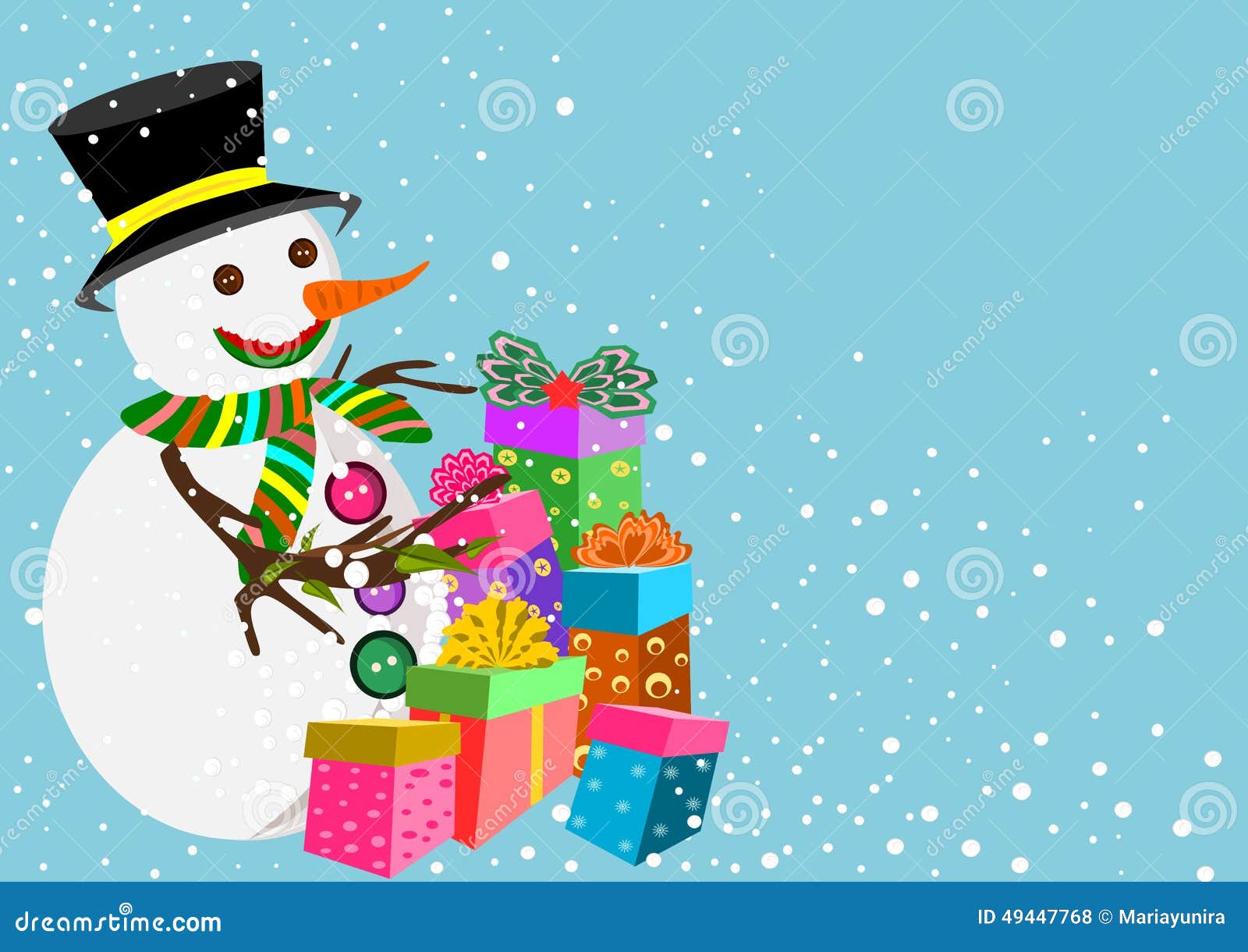Snowman and presents stock vector. Illustration of frozen - 49447768