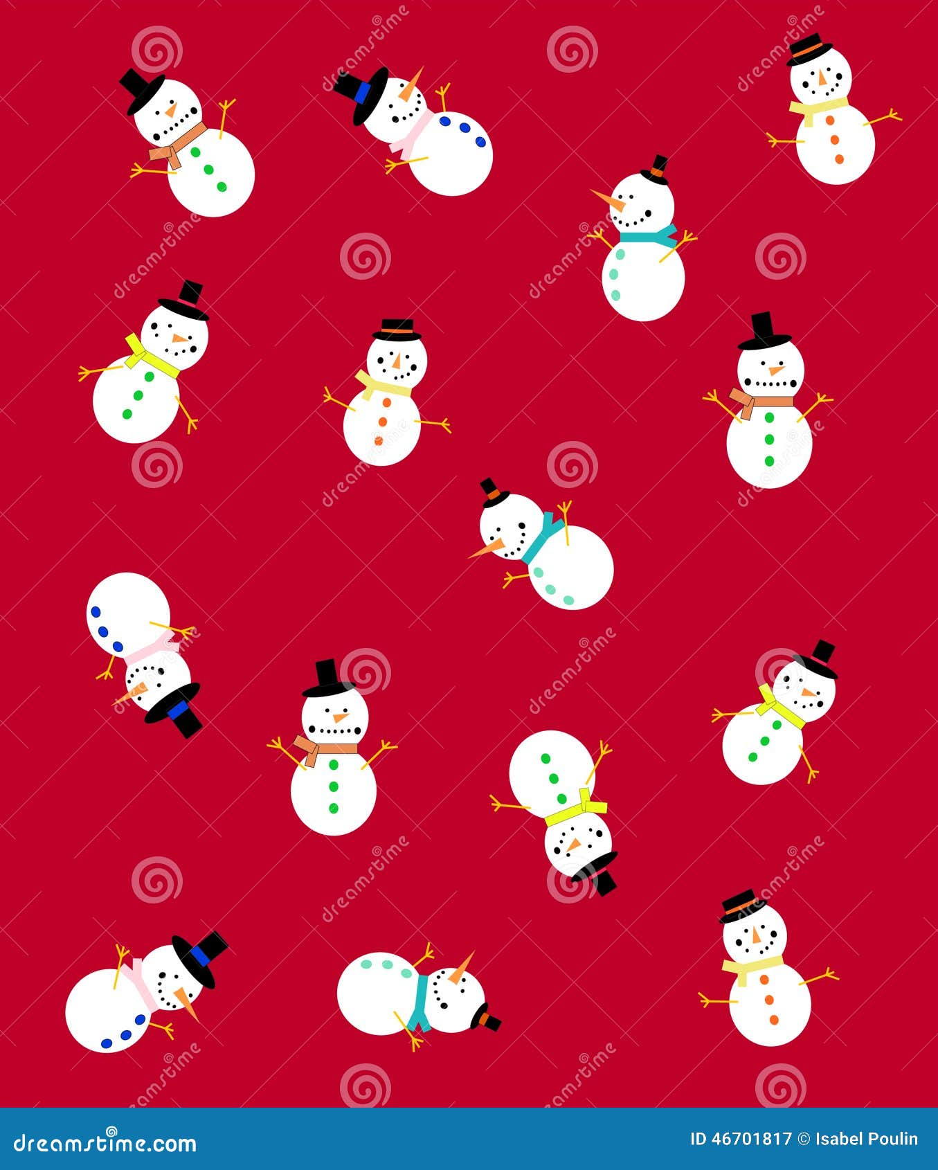 Snowman on red stock vector. Illustration of happy, elements - 46701817