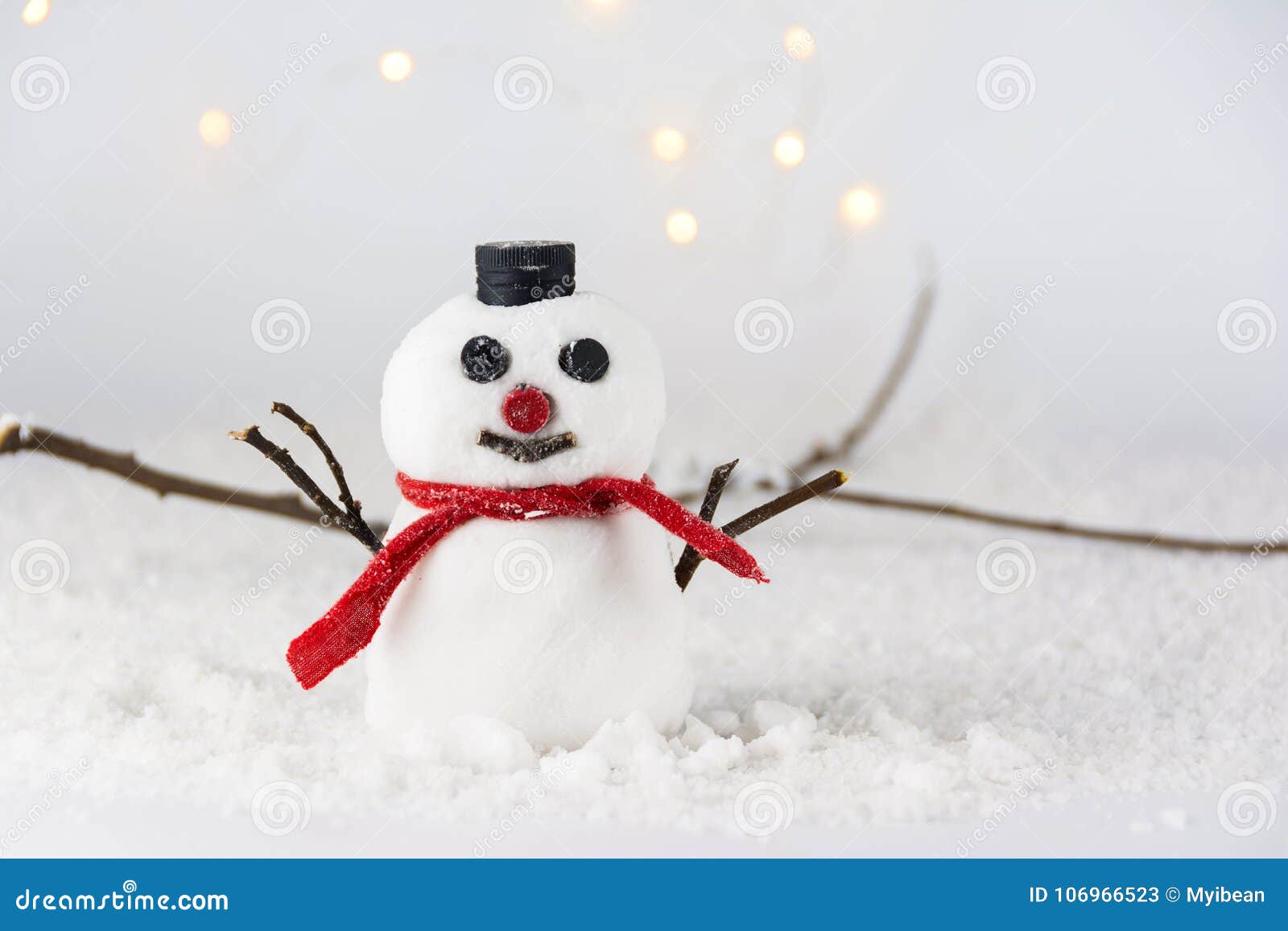 Snowman with a Red Scarf and Black Hat Stock Image - Image of december ...
