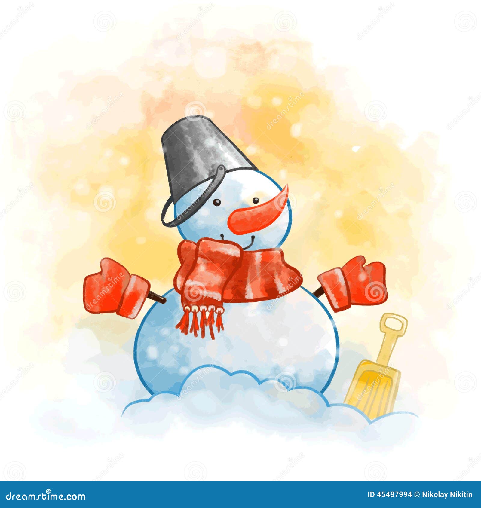 Snowman with a red scarf stock vector. Illustration of christmas - 45487994