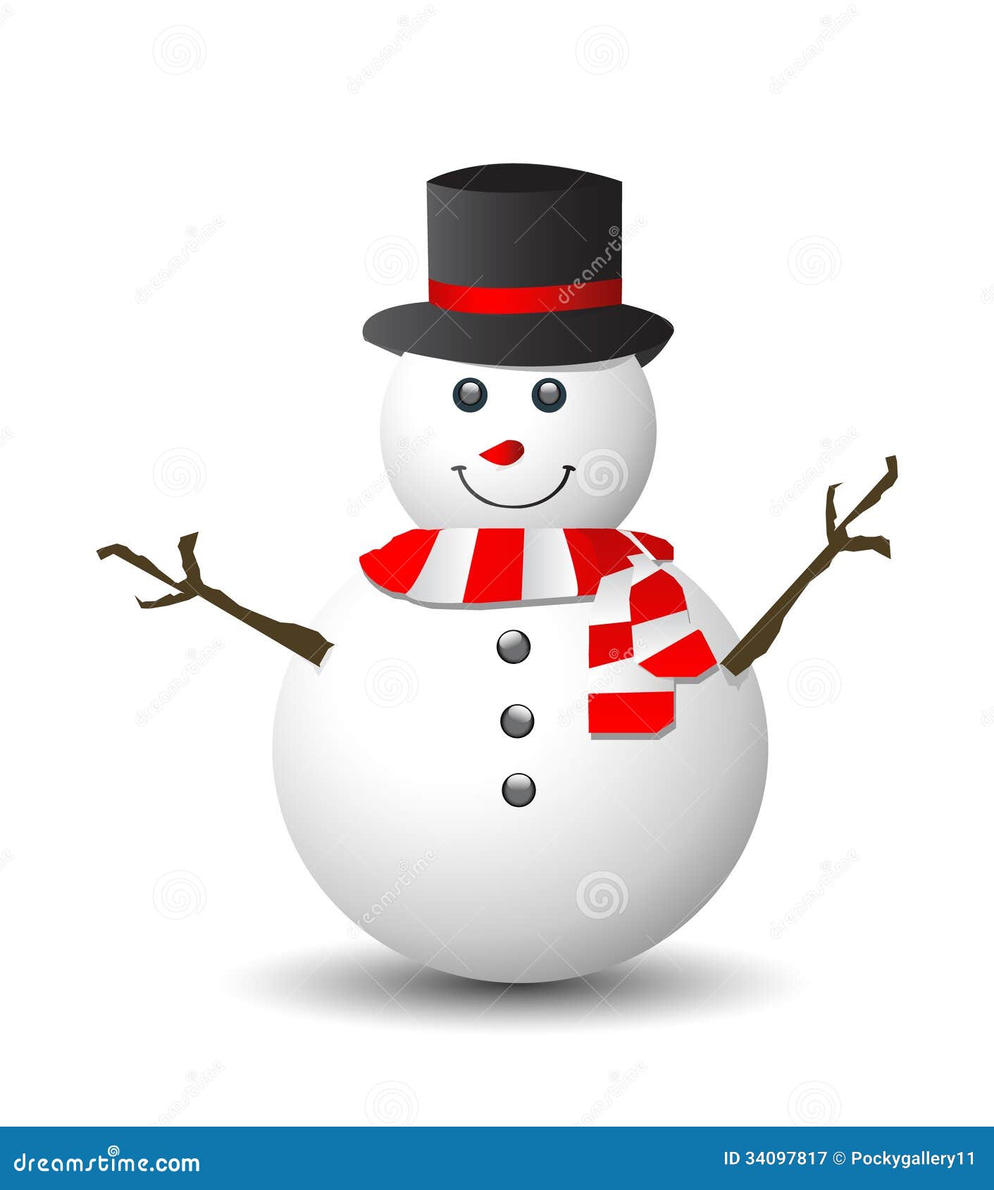 Snowman with Red and White Scarf Stock Vector - Illustration of graphic ...