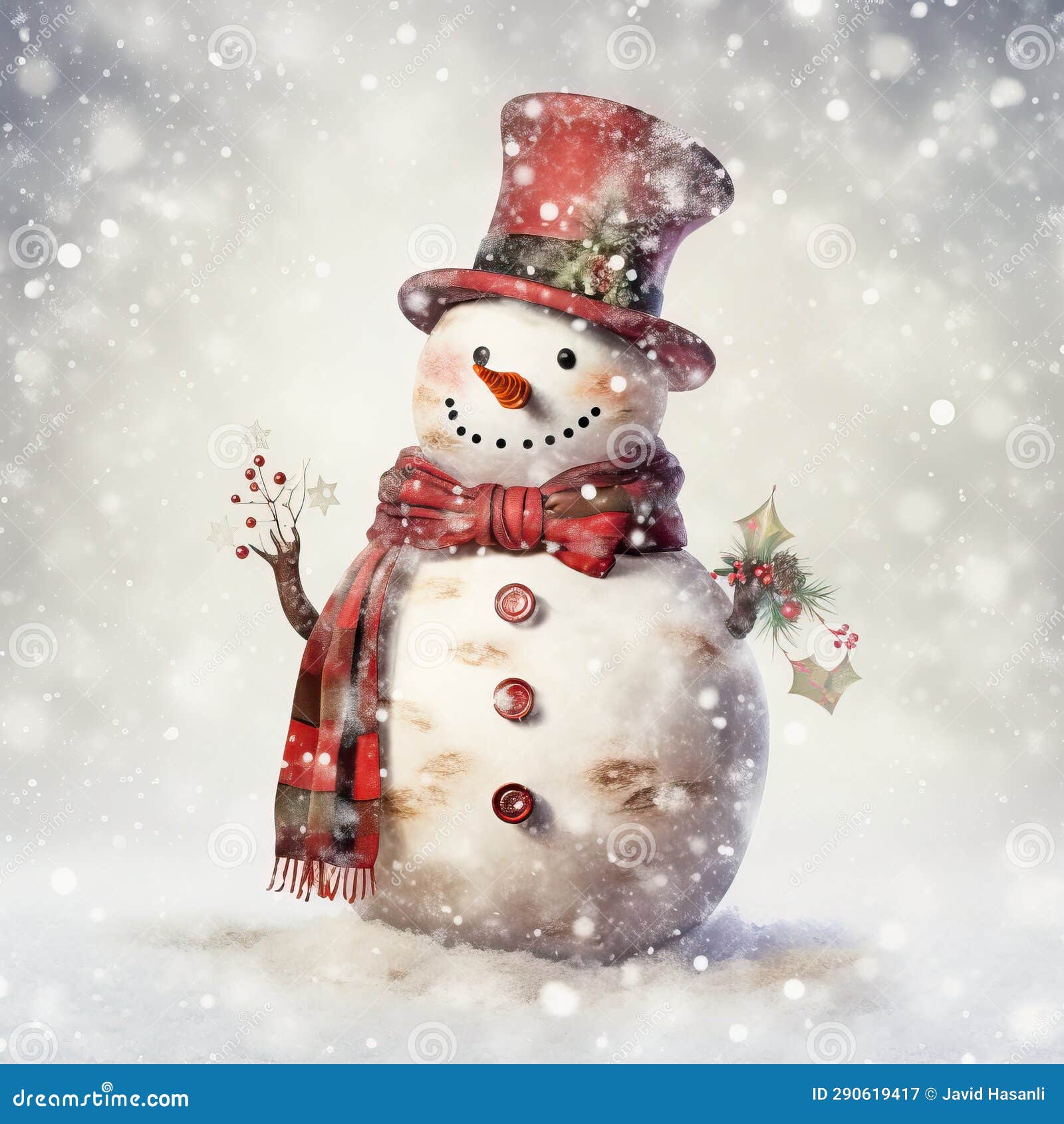 Snowman Retro Style White Background High Quality Ai Generated Image ...
