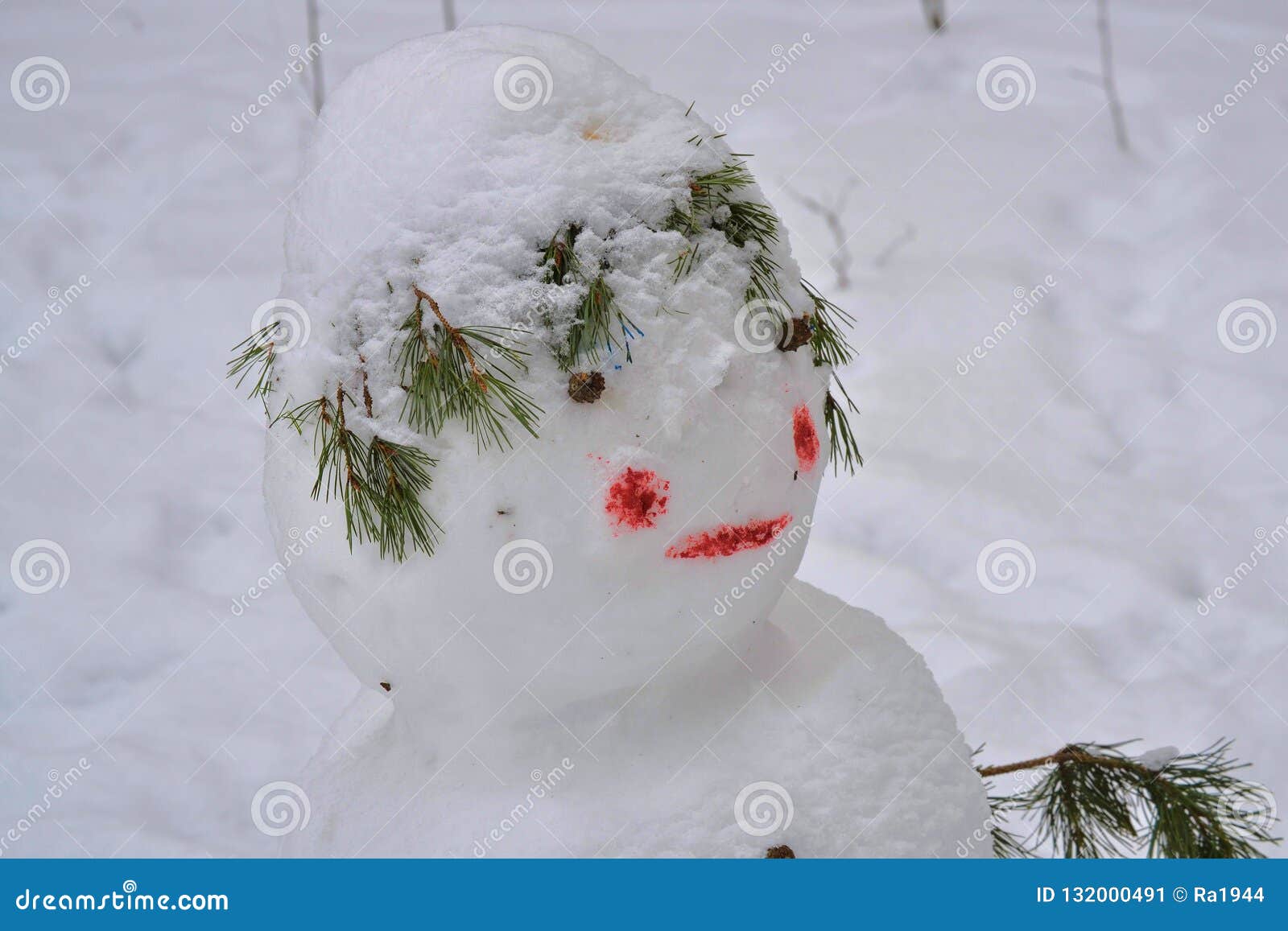 Snowman with a Ridiculous Face. Close-up Stock Image - Image of light ...