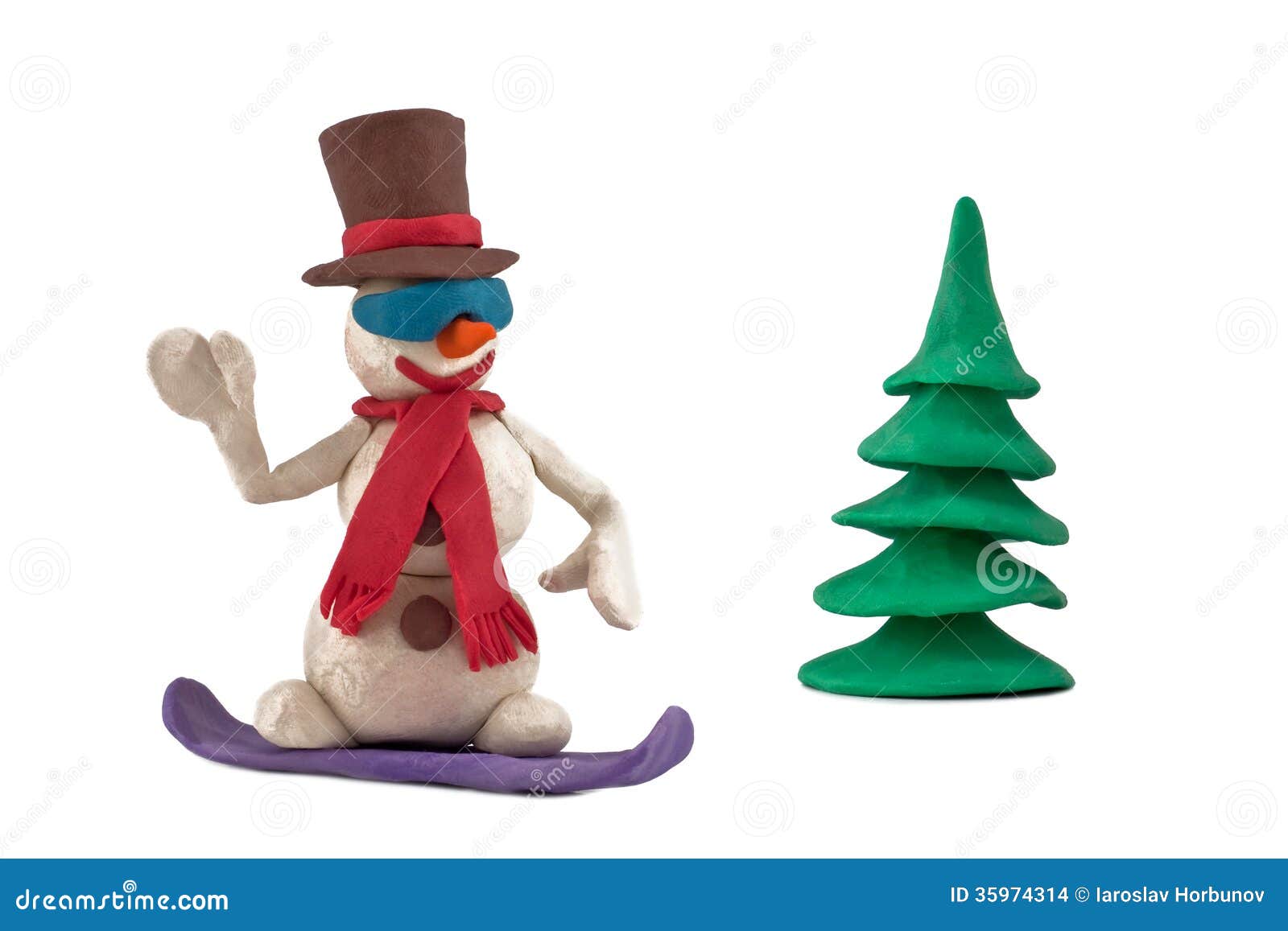 Snowman riding a snowboard stock photo. Image of orange - 35974314