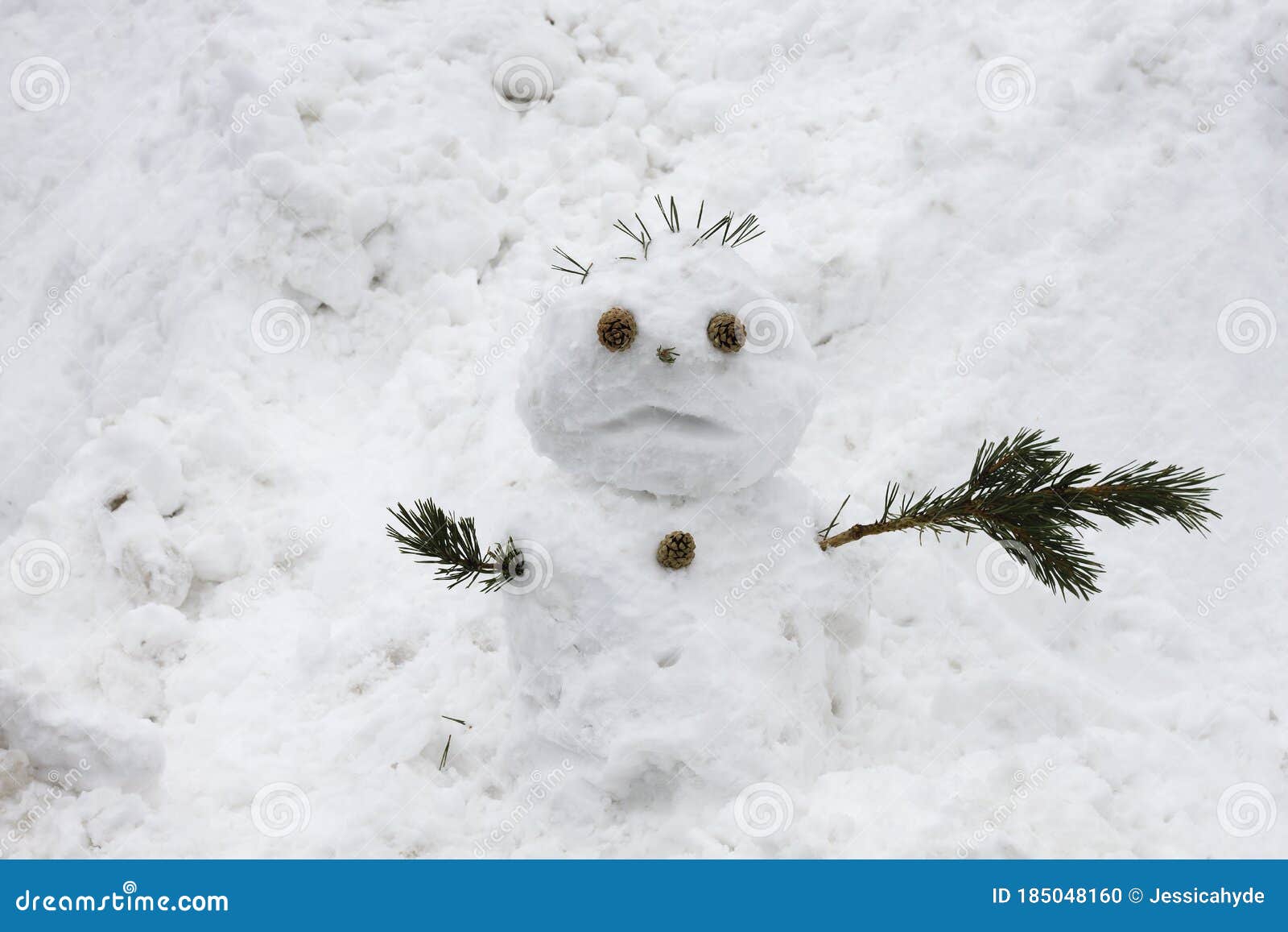 Snowman with Sad and Confused Face Stock Photo - Image of kiddish, copy ...