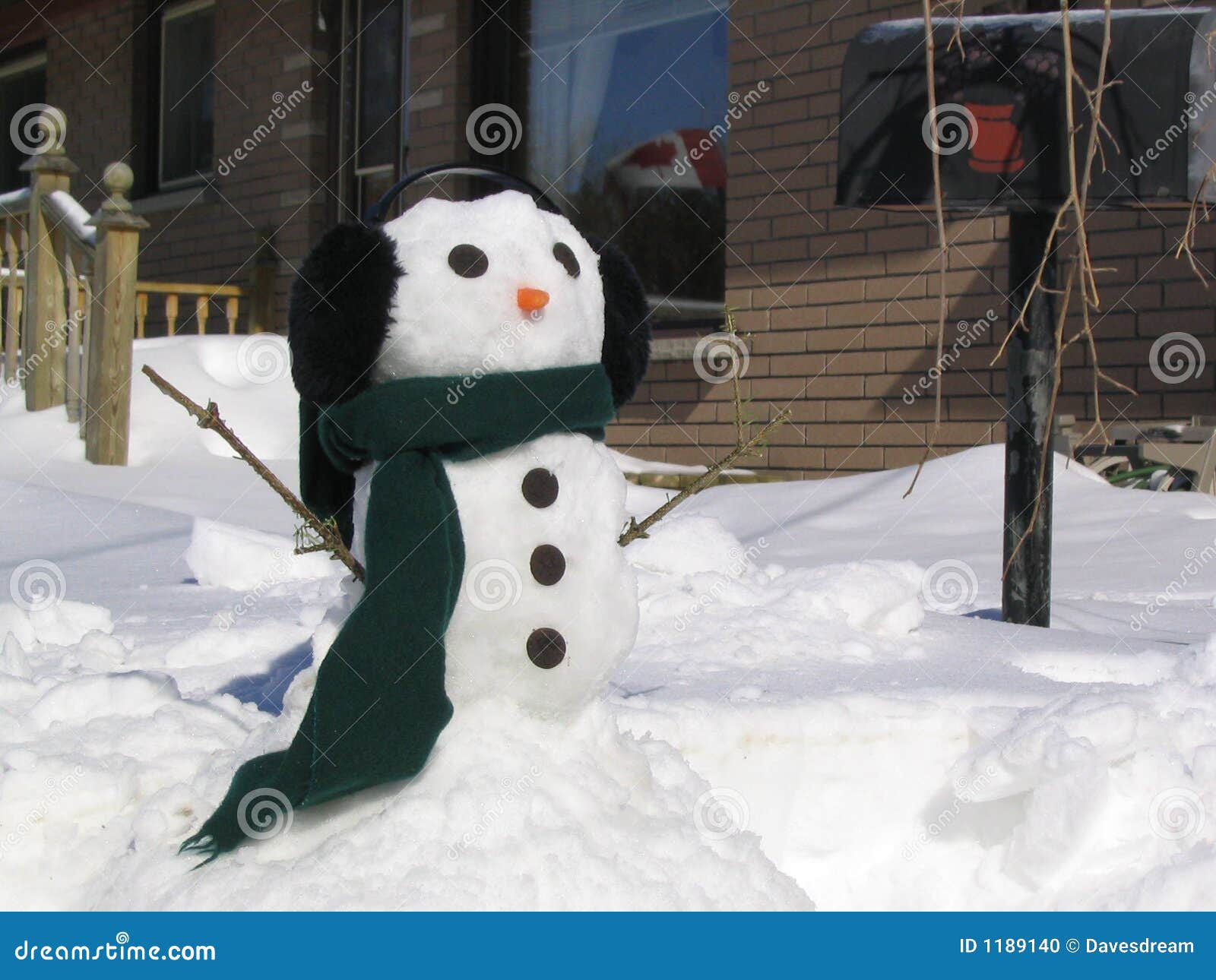Snowman in Scarf stock photo. Image of winter, cold, warm - 1189140