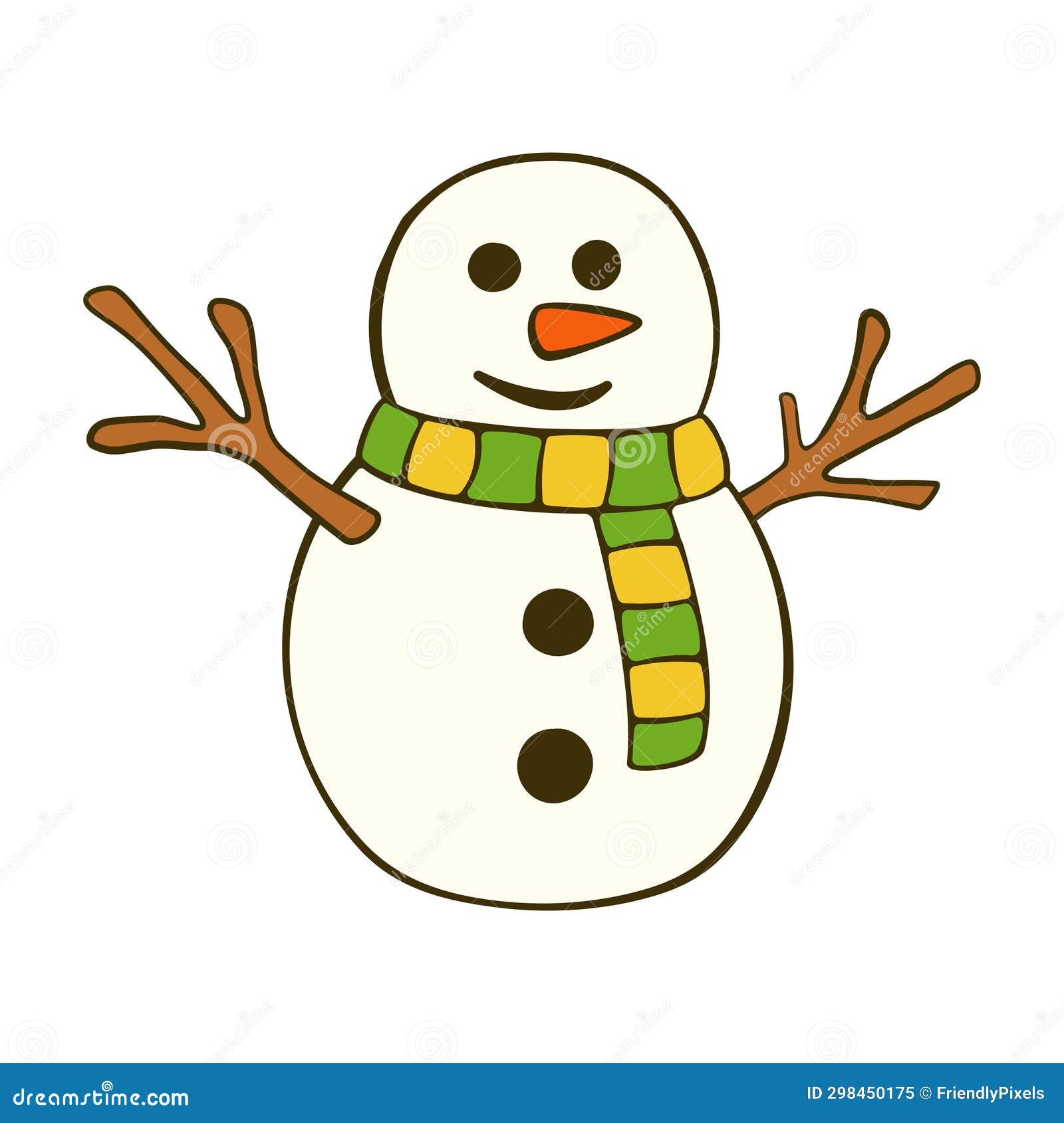 Snowman with Scarf. Cartoon Stock Vector - Illustration of smile, cute ...