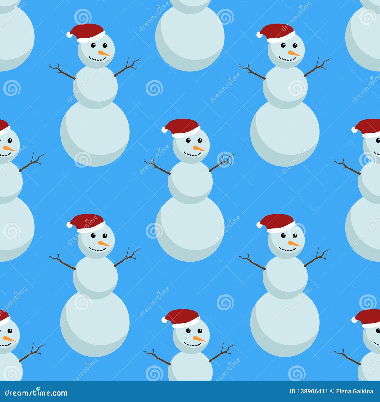 Snowman seamless pattern stock vector. Illustration of graphic - 138906411