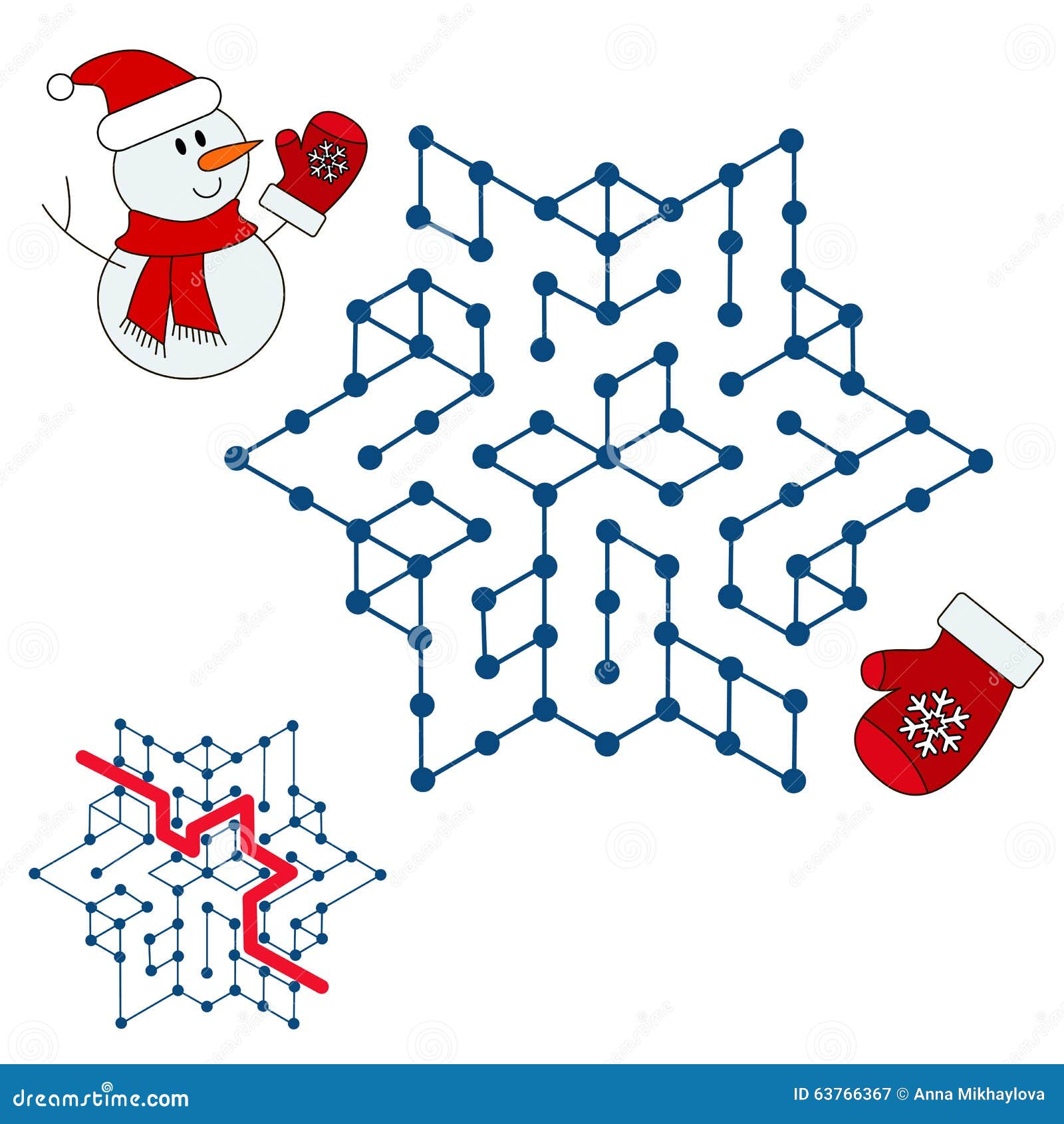 Snowman Search the Way. Kid Maze Game. Stock Vector - Illustration of ...