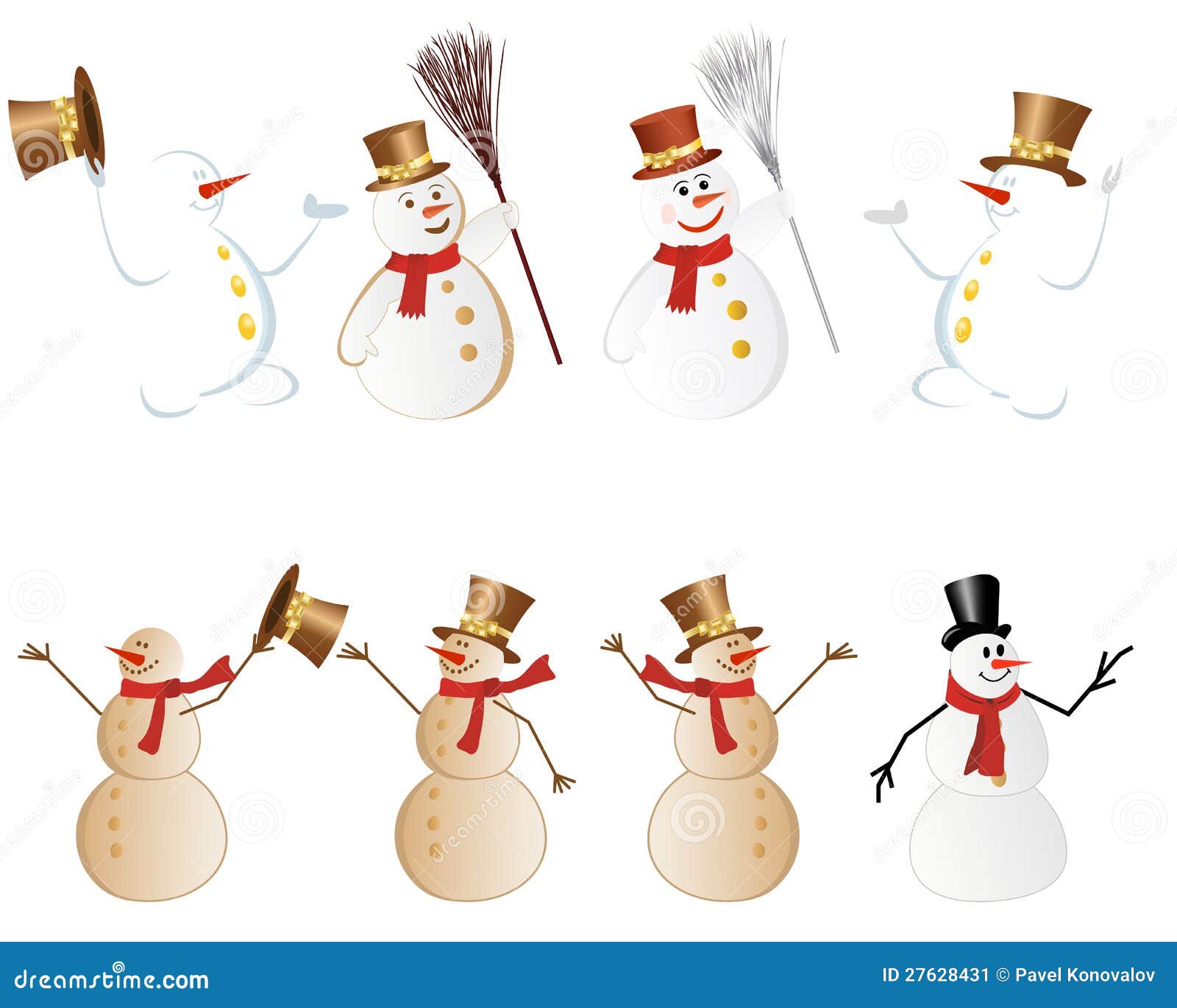 Snowman set stock illustration. Illustration of christmas - 27628431