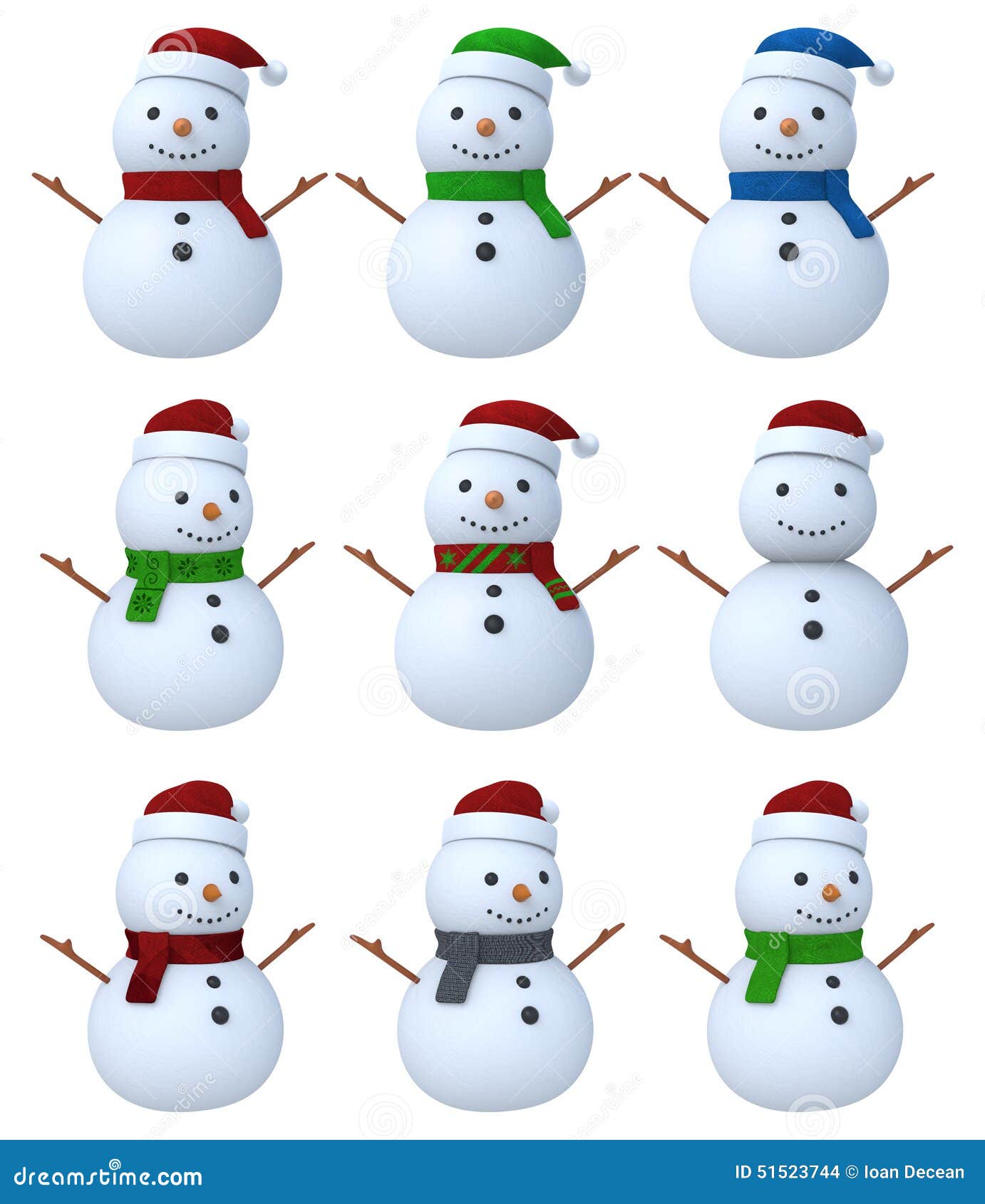 Snowman Set 3D Royalty-Free Stock Image | CartoonDealer.com #51523744