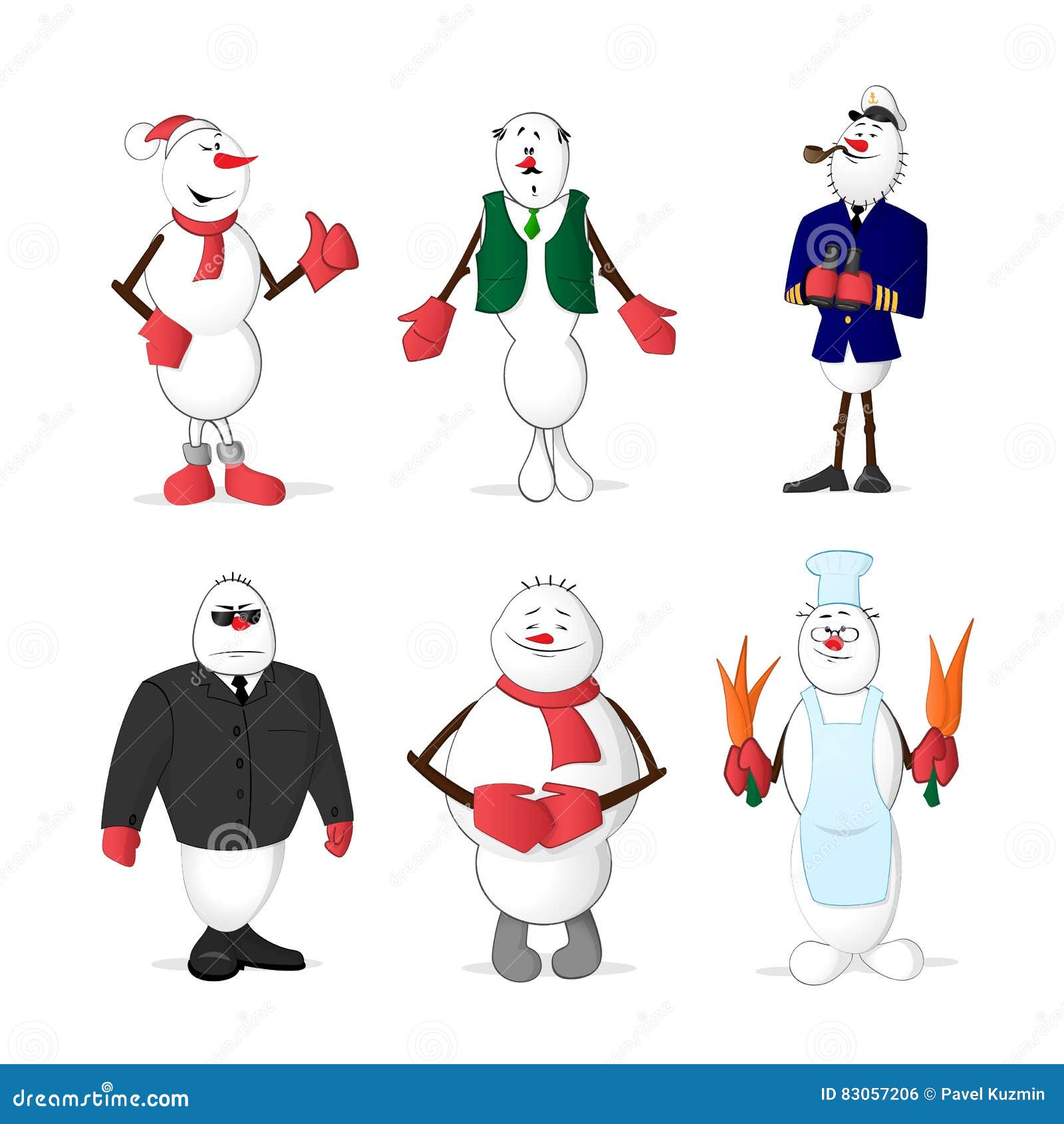 Snowman set stock illustration. Illustration of cartoon - 83057206