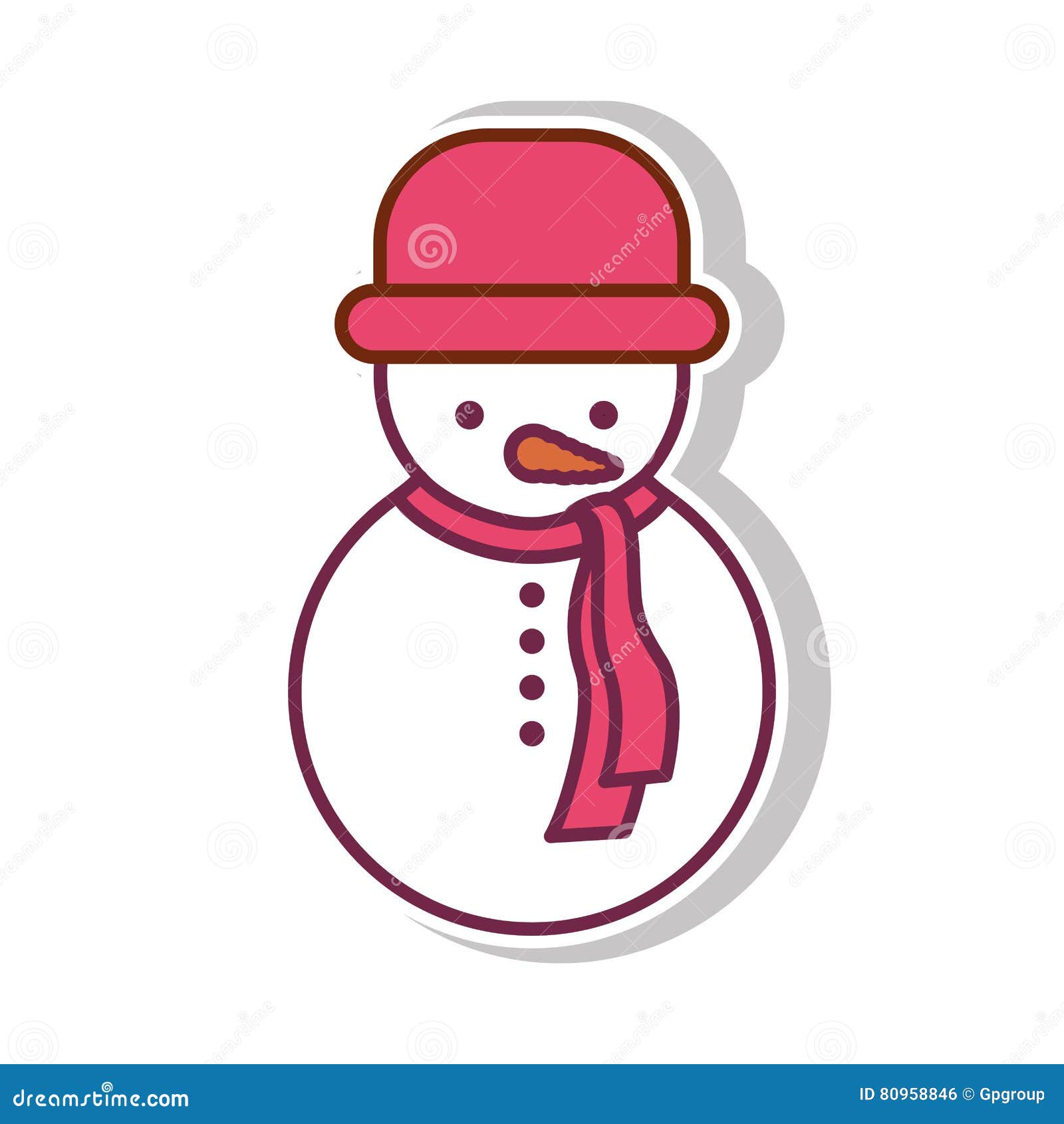Snowman with Shadow and Red Hat Stock Vector - Illustration of december ...